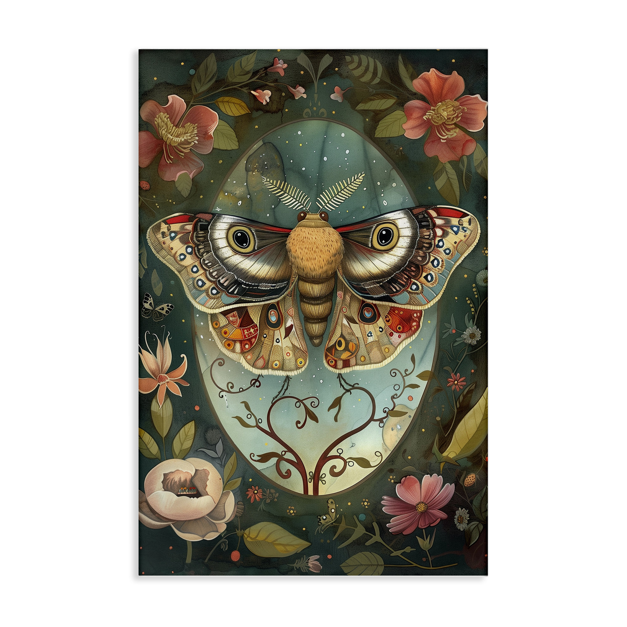 Fleur De Lis Living Ornate Botanicals & Moth Canvas, design by The ...
