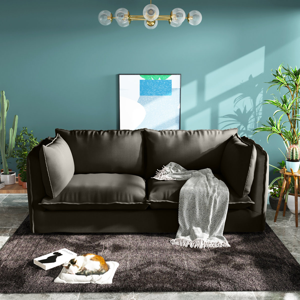 Latitude Run® Laurianna 80 Inch Down Sofa Down Filled Couches for ...