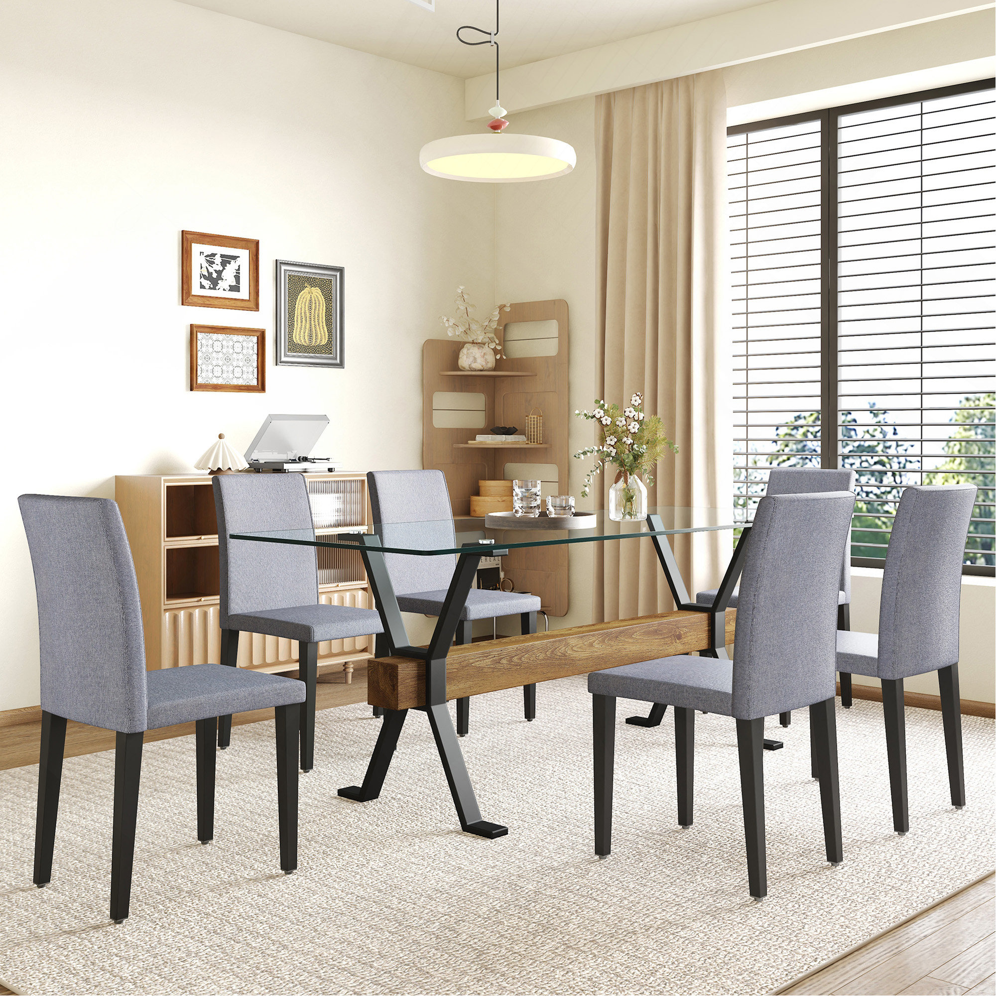 Brayden Studio® Table And Chair Set.79"X31.5" With X-Shaped Black Metal ...