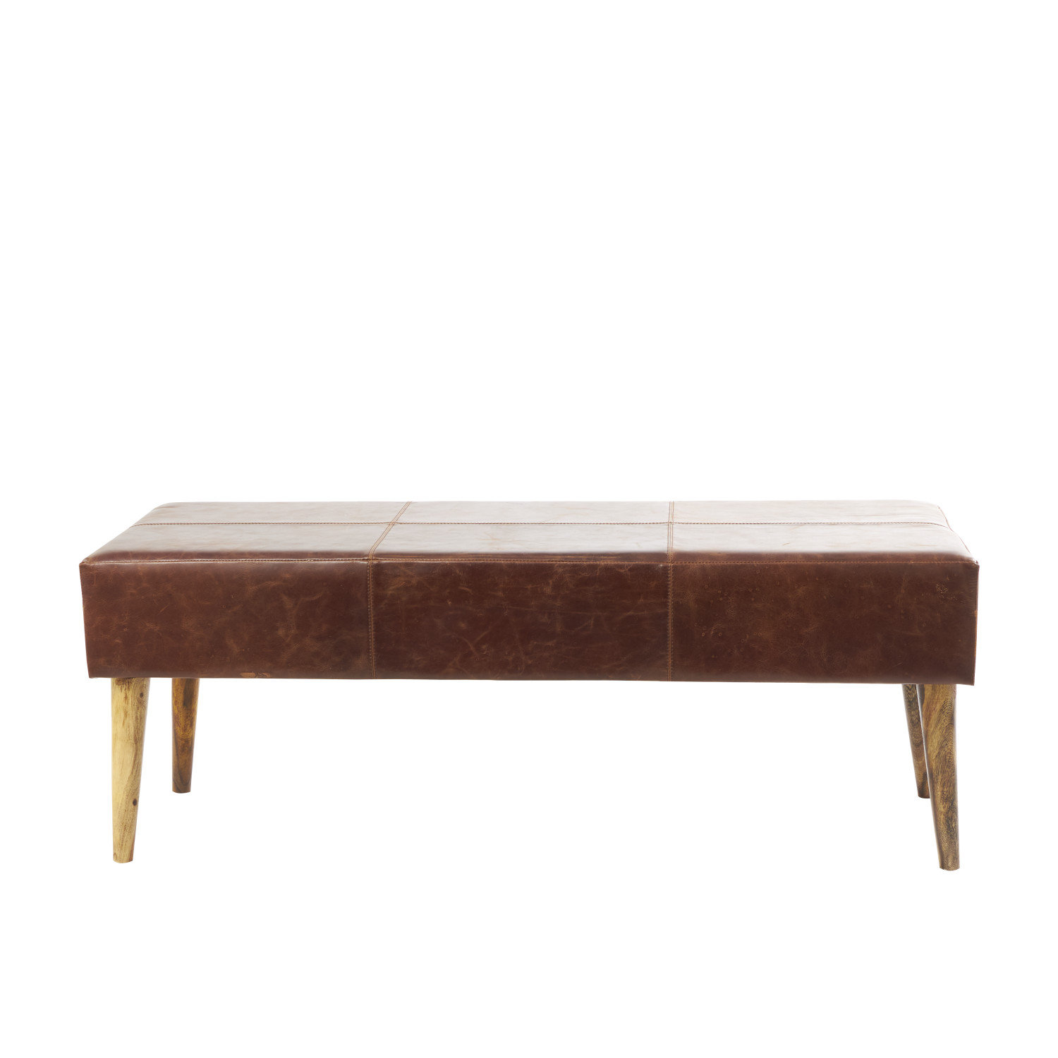 Wade Logan® Casmir Genuine Leather Bench | Wayfair
