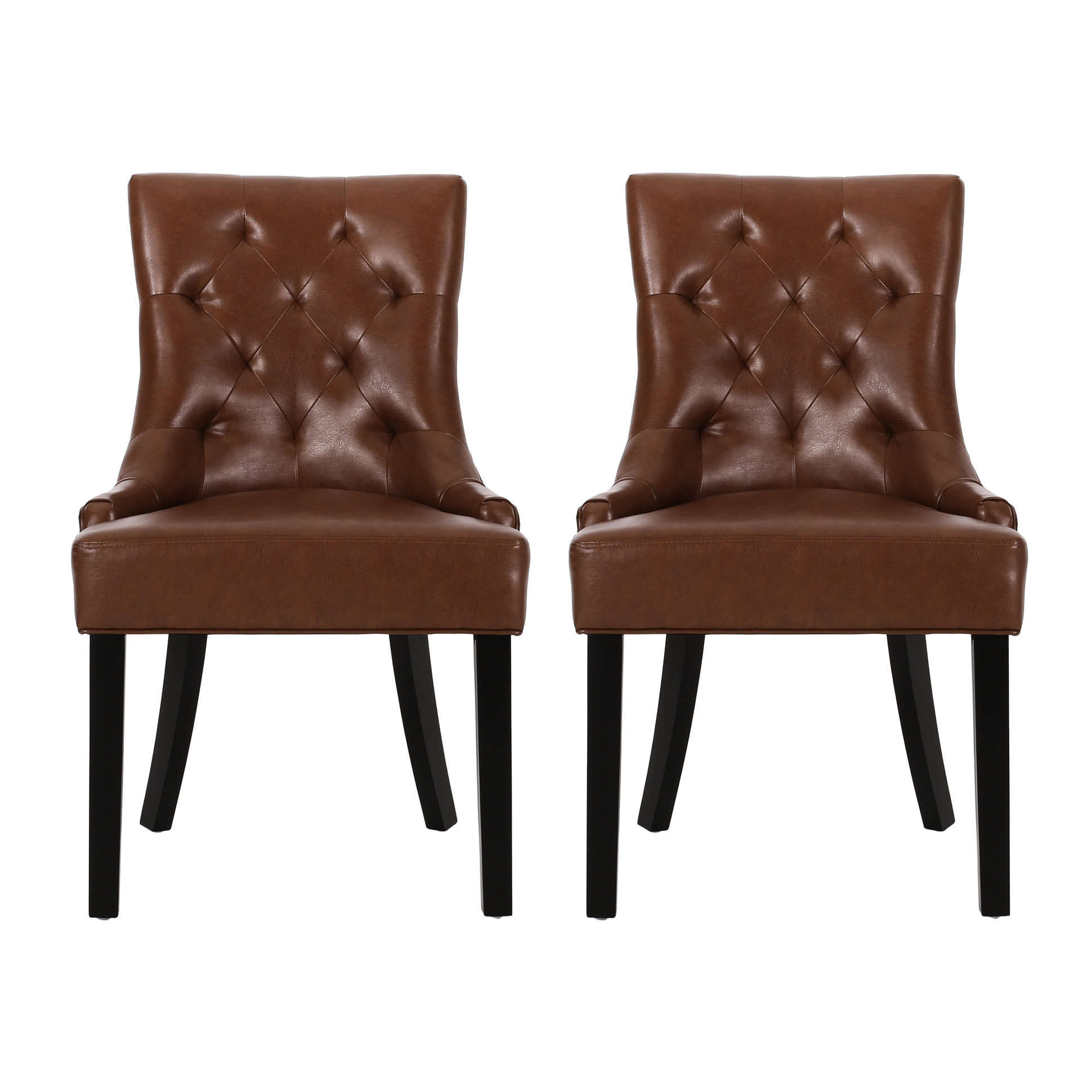 One Allium Way® Of 2 Contemporary Dining Chairs - Brown Upholstery ...