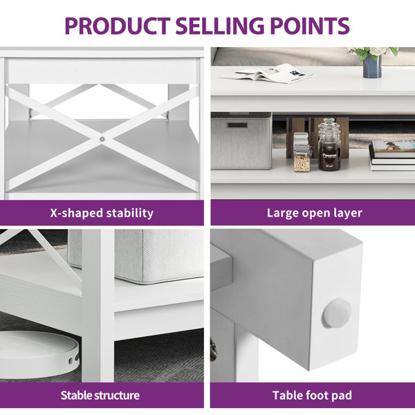 Highland Dunes O'Kean 39" Rectangular Coffee Table with Storage For ...