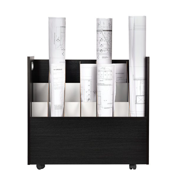 AdirOffice 21-Slot Mobile Rolling Wood Blueprint Roll File Large ...