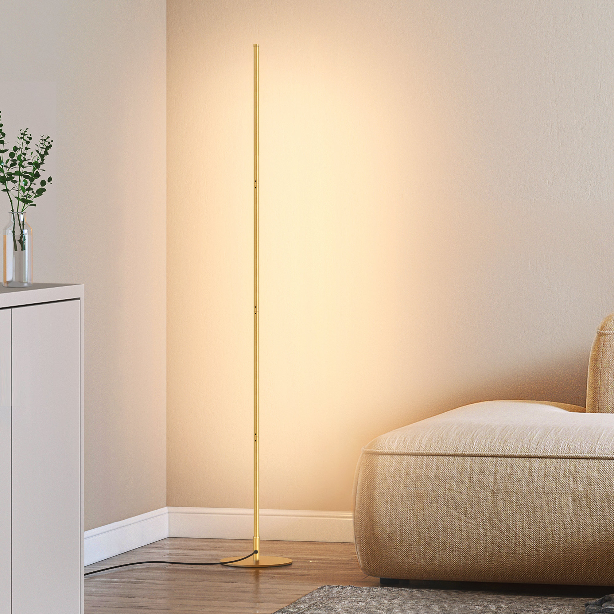 Ebern Designs Adjustable Height Dimmable LED Corner Floor Lamp with ...