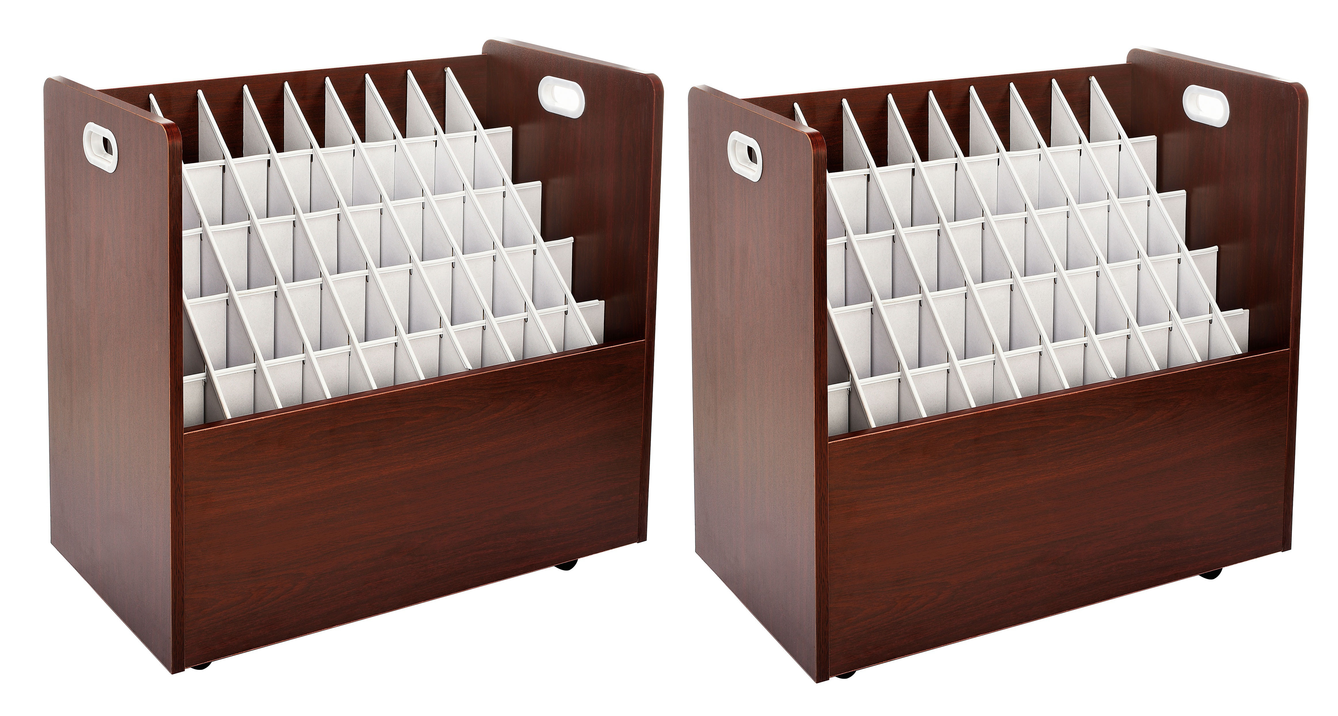 Adiroffice 50-Compartment Mobile Wood Roll File Storage Organizer ...