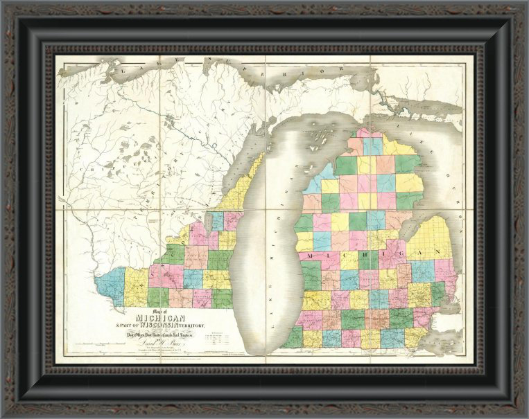 East Urban Home 'Map of Michigan & Part of Wisconsin Territory; 1839 ...