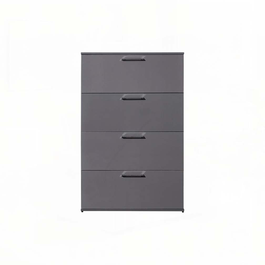 Wrought Studio™ Bliss Glossy Four-Drawer Jumbo Chest in Dark Gray | Wayfair