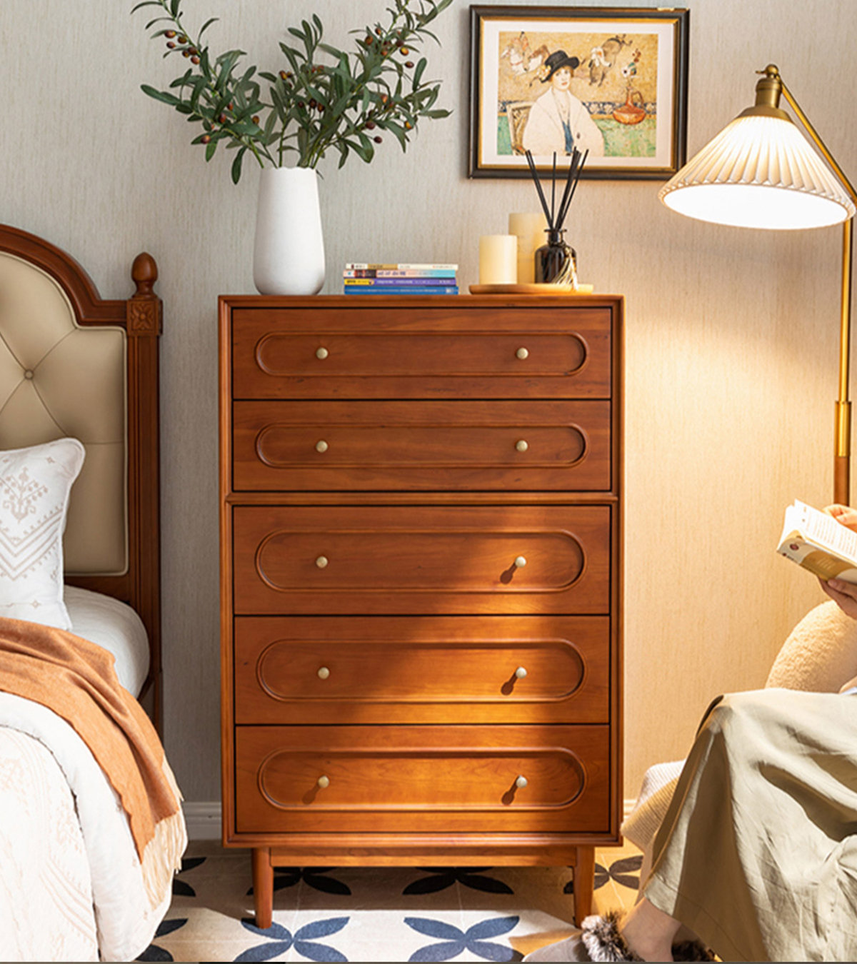 VICABY All Solid Wood Chest Of Drawers, Bedroom, Living Room, Storage ...