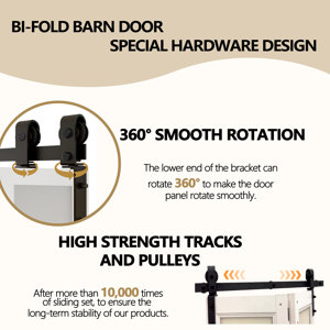 CHIC MODE Bi-Fold Sliding Barn Door, Cane Webbing Panel With Sliding ...