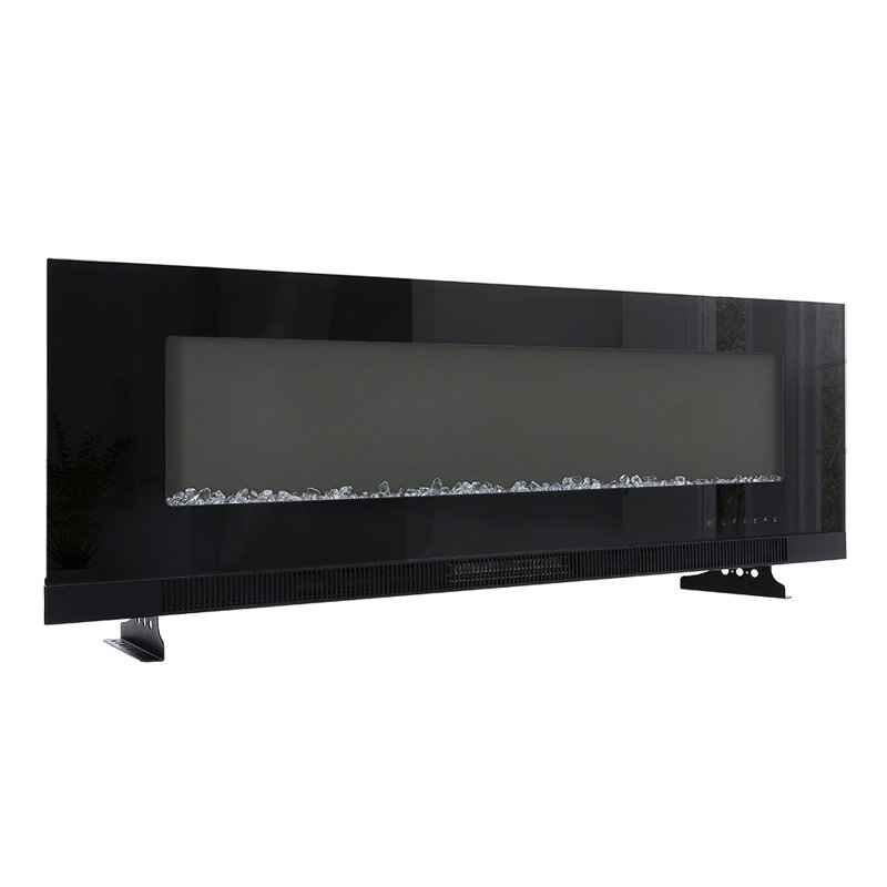 Symple Stuff Black glass Electric Fireplace | Wayfair.co.uk