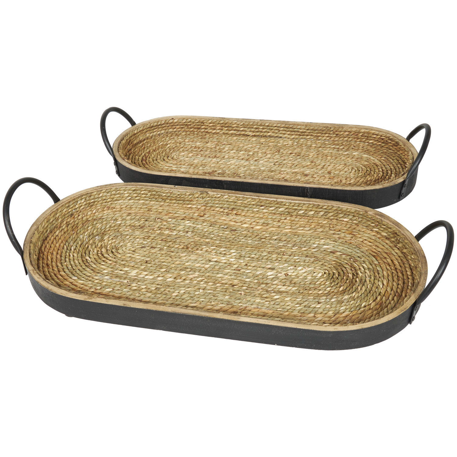 Bay Isle Home™ Mafalda Wooden Coiled Oval Decor Brown Tray with Black ...