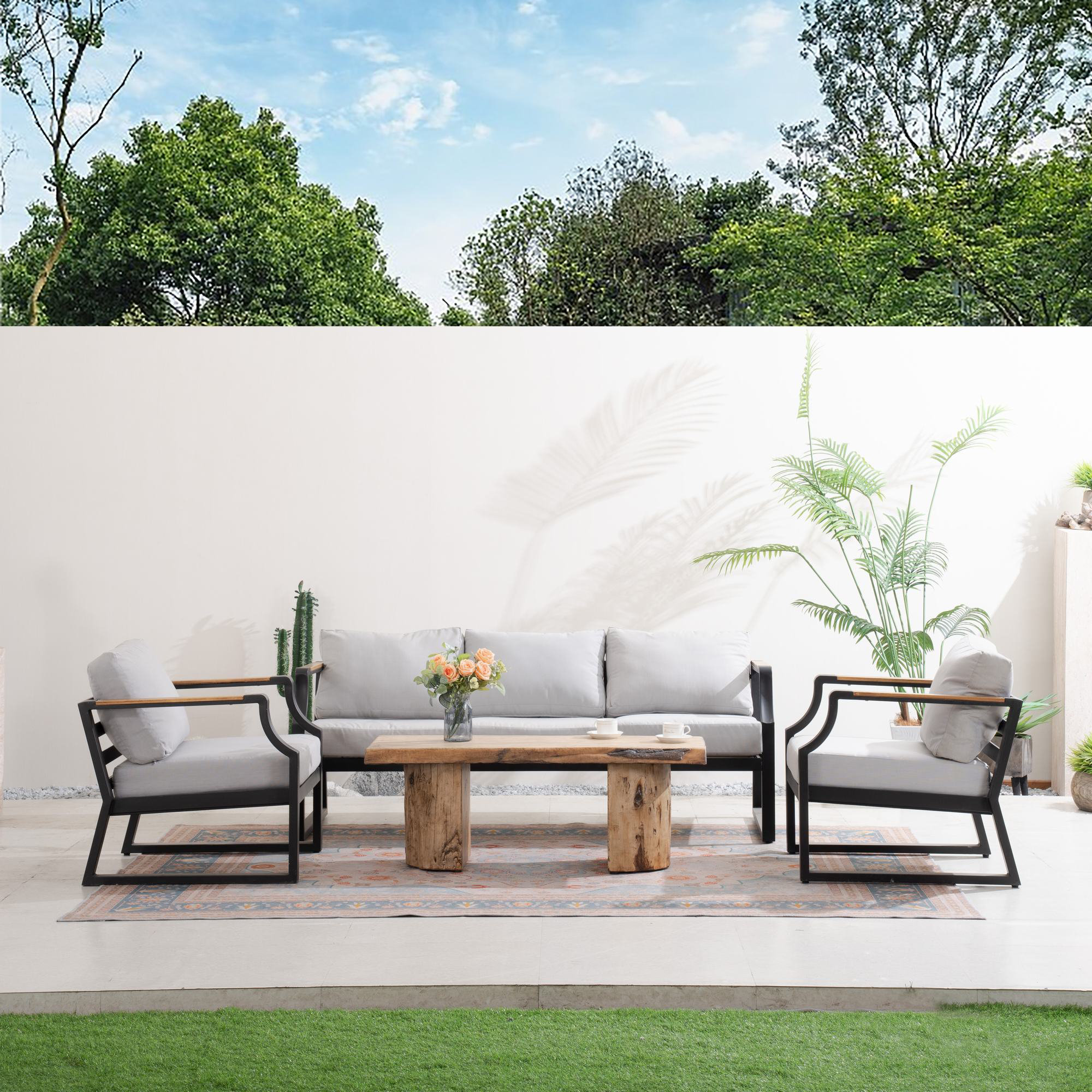 Lark Manor™ Penrose 5-Person Outdoor Conversation Set With Cushions ...