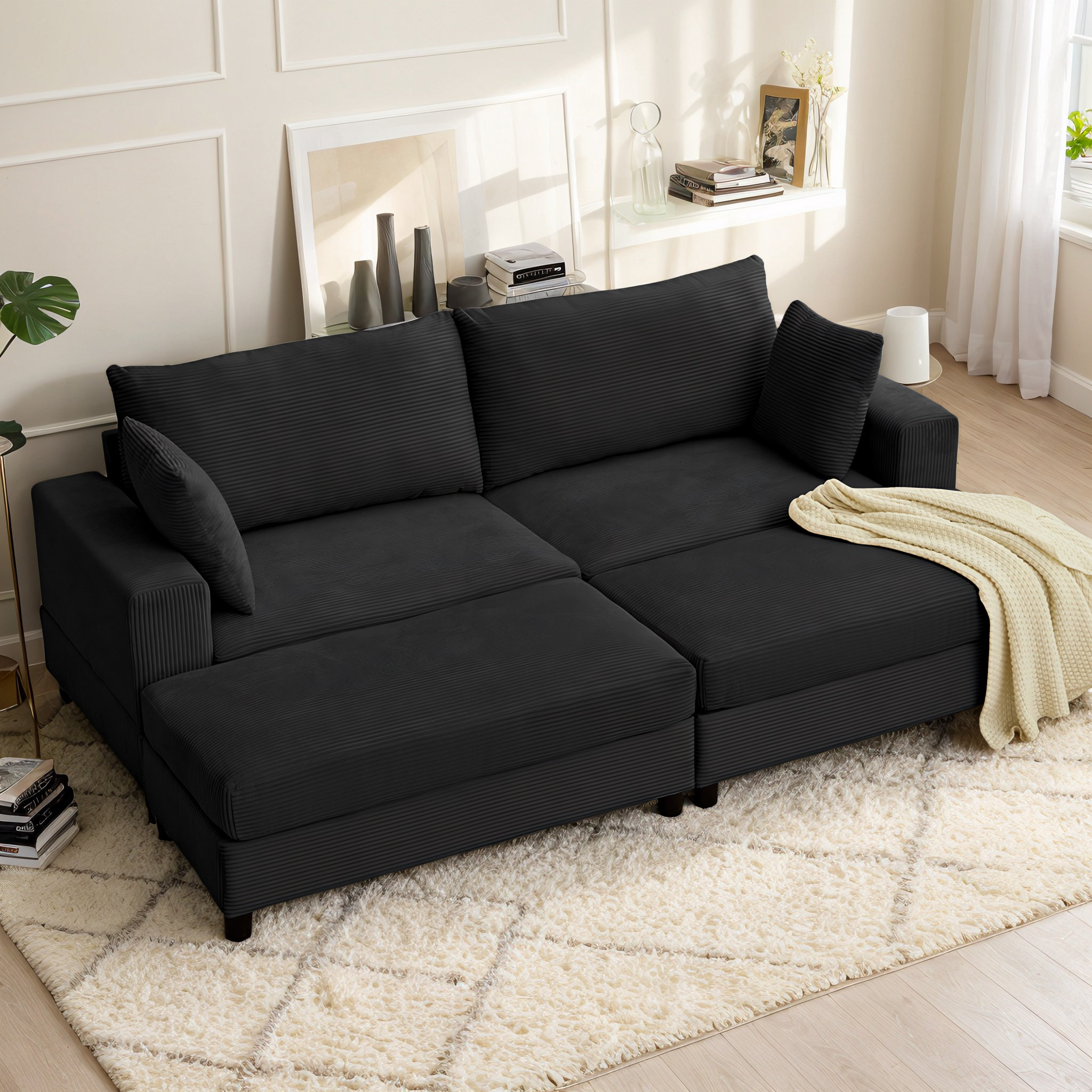 Latitude Run® Chaise Lounge Indoor, 86 "w Oversized Double Chaise ...