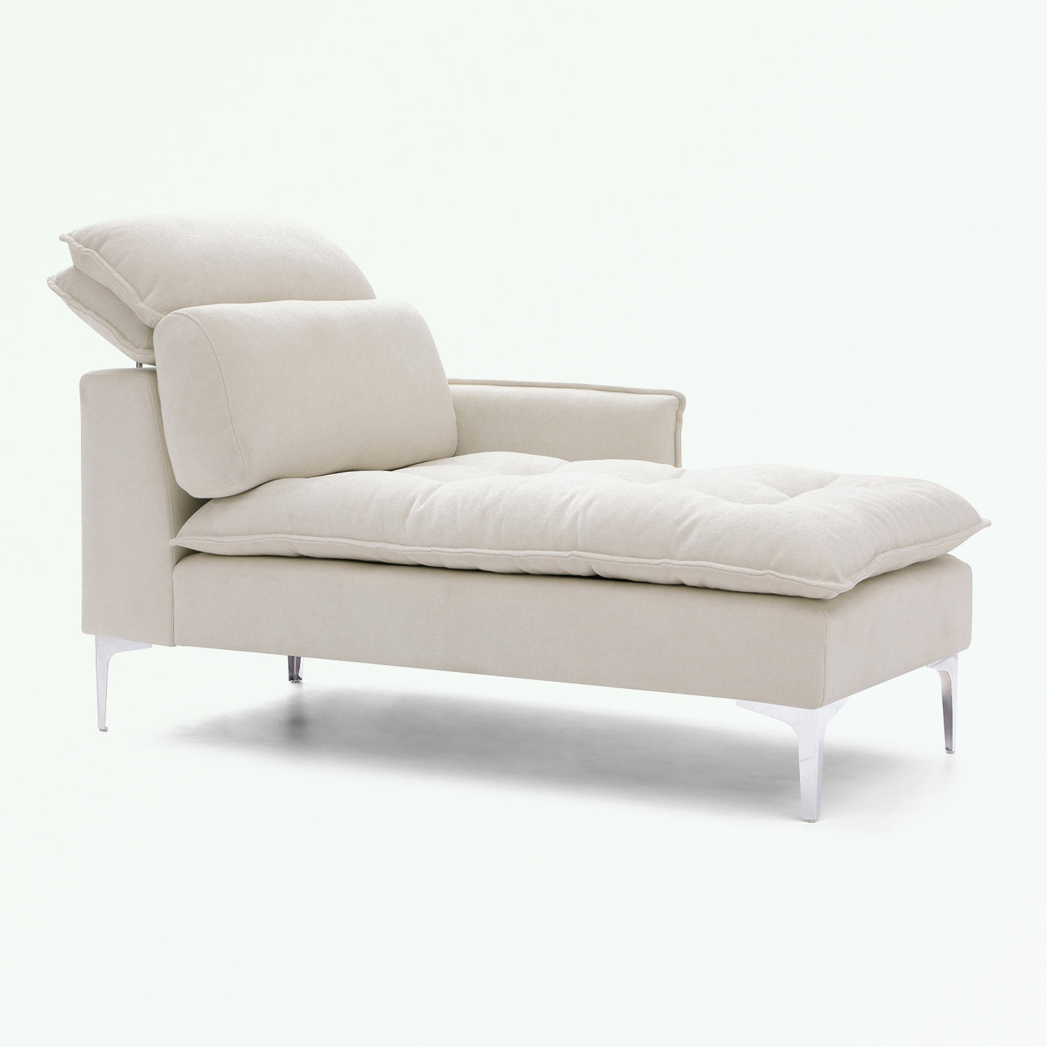 Ivy Bronx Upholstered Chaise Lounge with Left Armrest and Lumbar Pillow | Wayfair