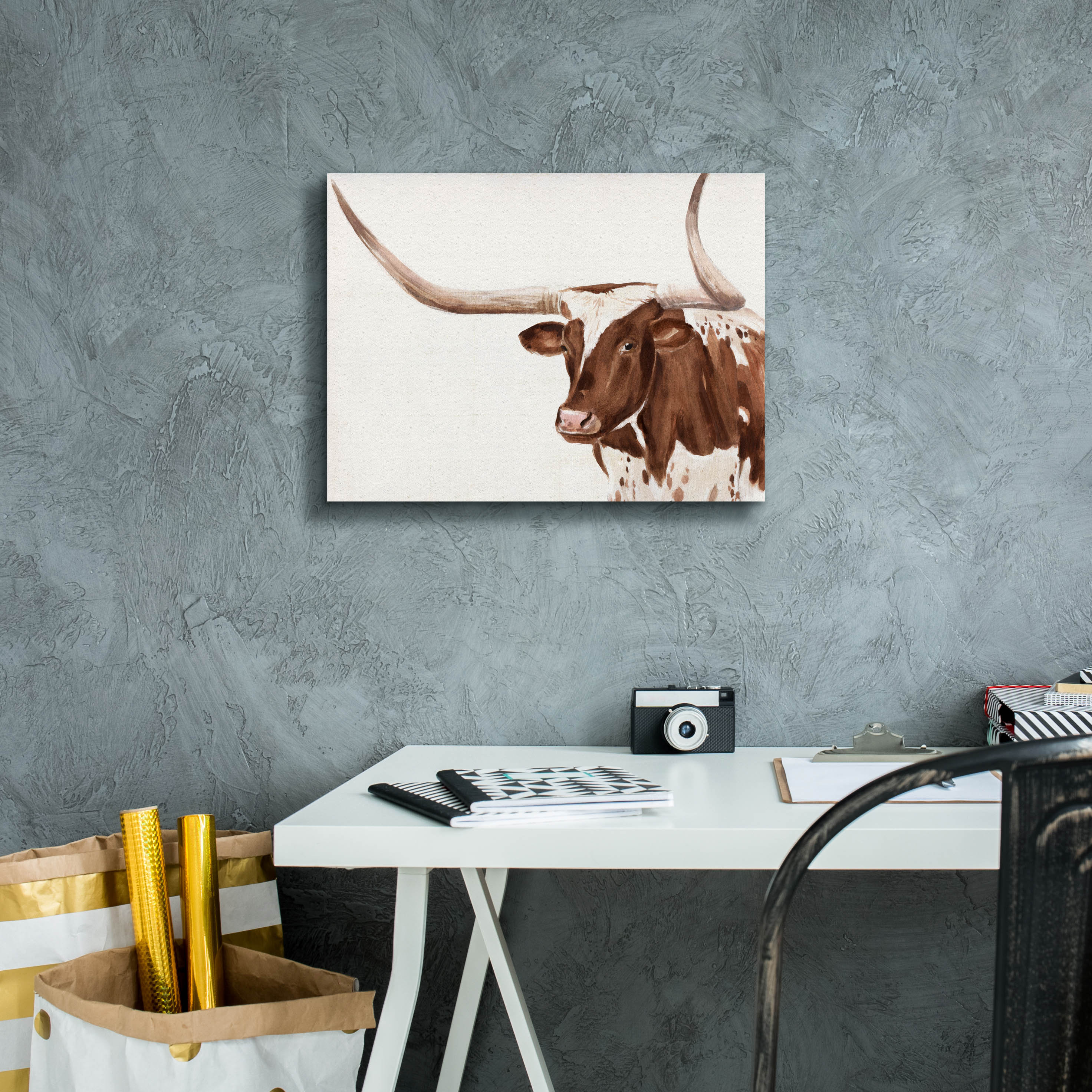 Union Rustic 'Spotted Steer 3' by Annie Warren Canvas Wall Art | Wayfair