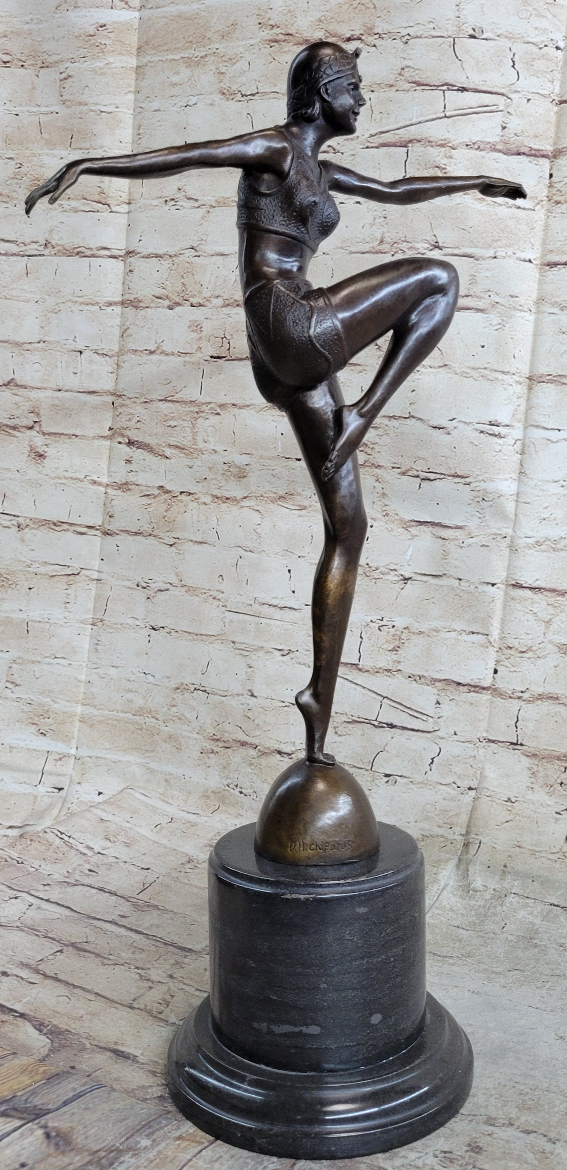 Canora Grey Taylir Art Deco Flapper Dancer Girl Bronze Statue Sculpture ...