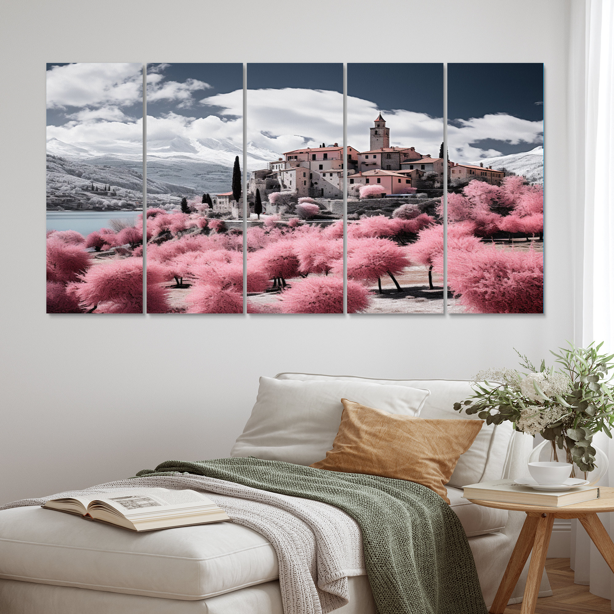 Ebern Designs Italy Beautiful Pink Landscape - Landscapes Wall Decor ...