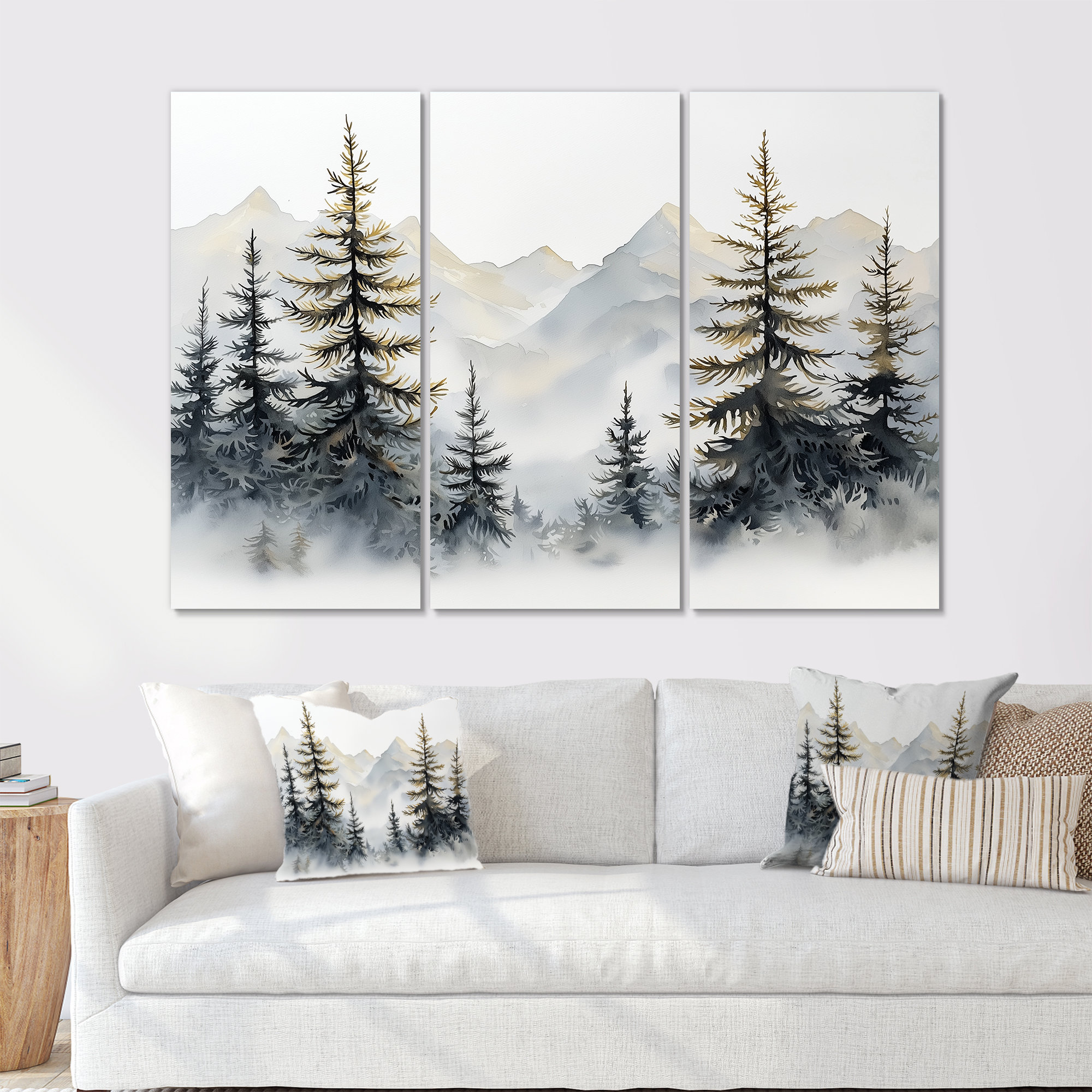 Millwood Pines Green Pine Tree Misty Mountain - Tree Pine Wall Art ...