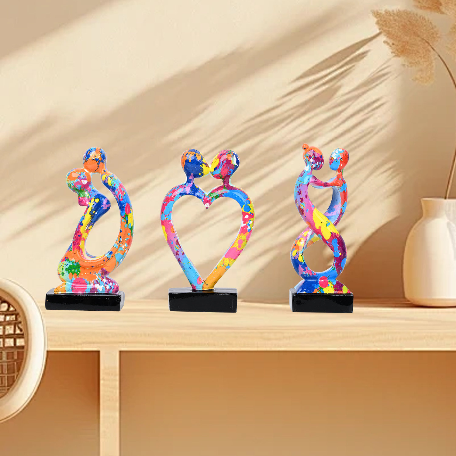 Wrought Studio Kissing Lovers Statue Abstract Sculpture Resin Statues ...