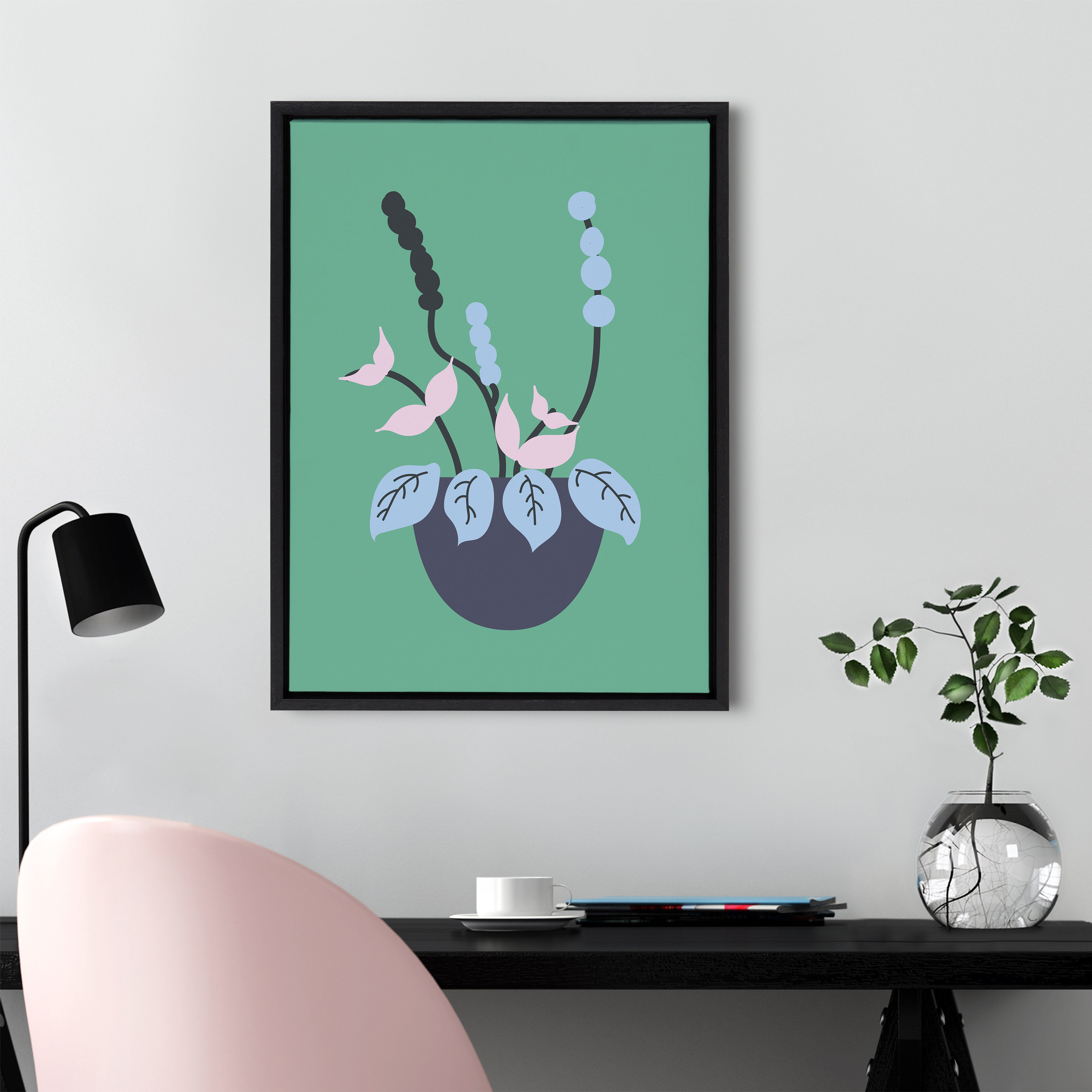 George Oliver Sylvie Abstract Florals Green Framed Canvas By Queenbe ...