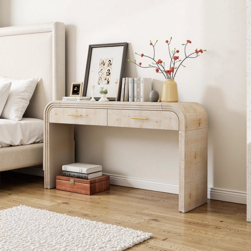 Alcott Hill Unique Retro Silhouette Console Table with Open Style, Two ...