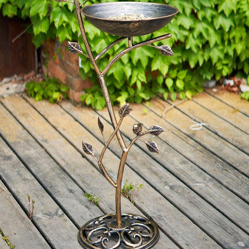 One Allium Way Cast Iron Pedestal Bird Bath, Bird Baths for Outdoors ...
