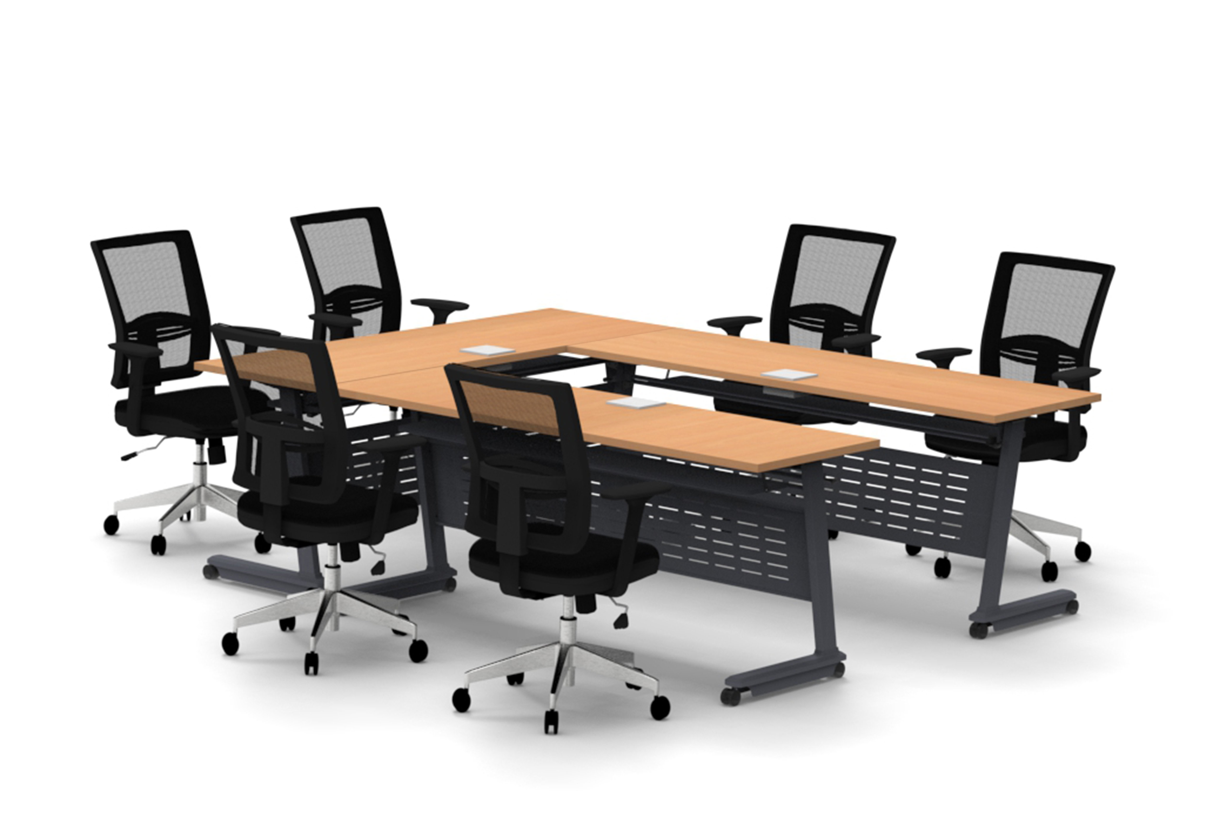 Team Tables Rectangle 6 Person Flip Top 72'' L Modular Training Table ...