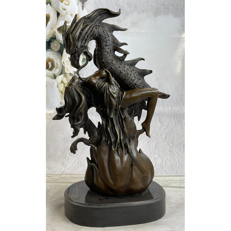 Trinx Pierceton Princess And Dragon Andromeda Bronze Statue Sculpture ...