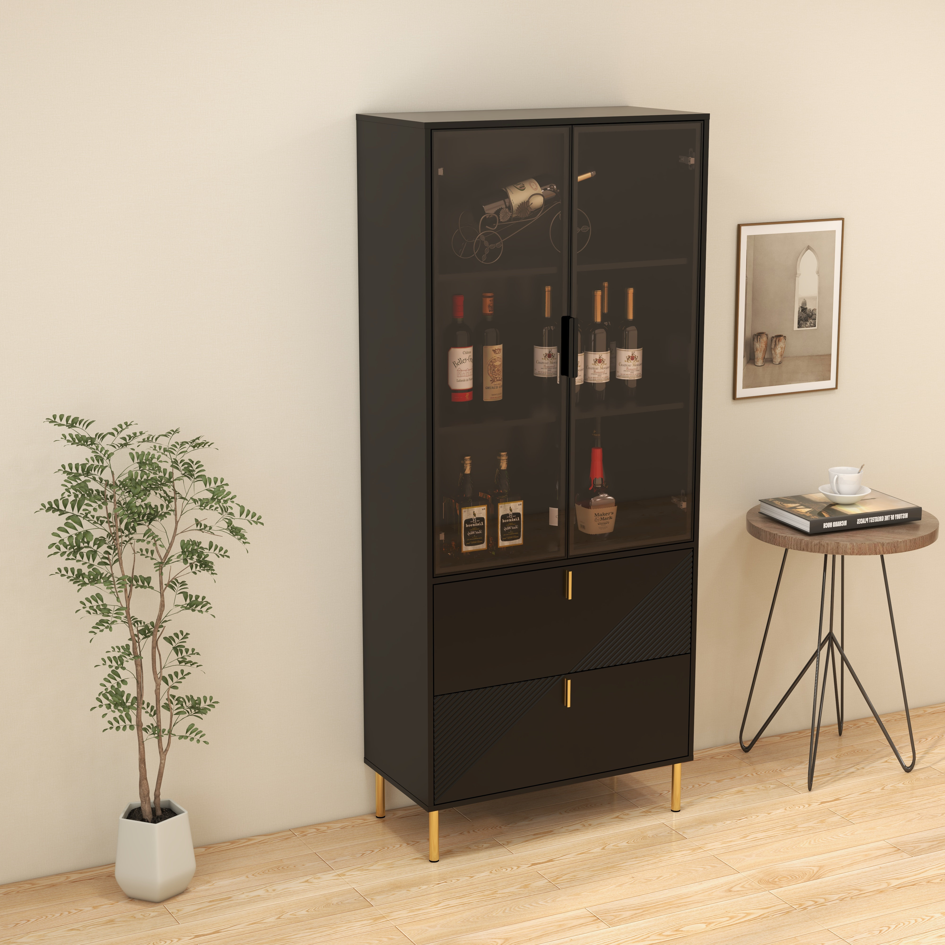 Mercer41 Armoire à vin avec rangement et porte-bouteilles Quinell et ...