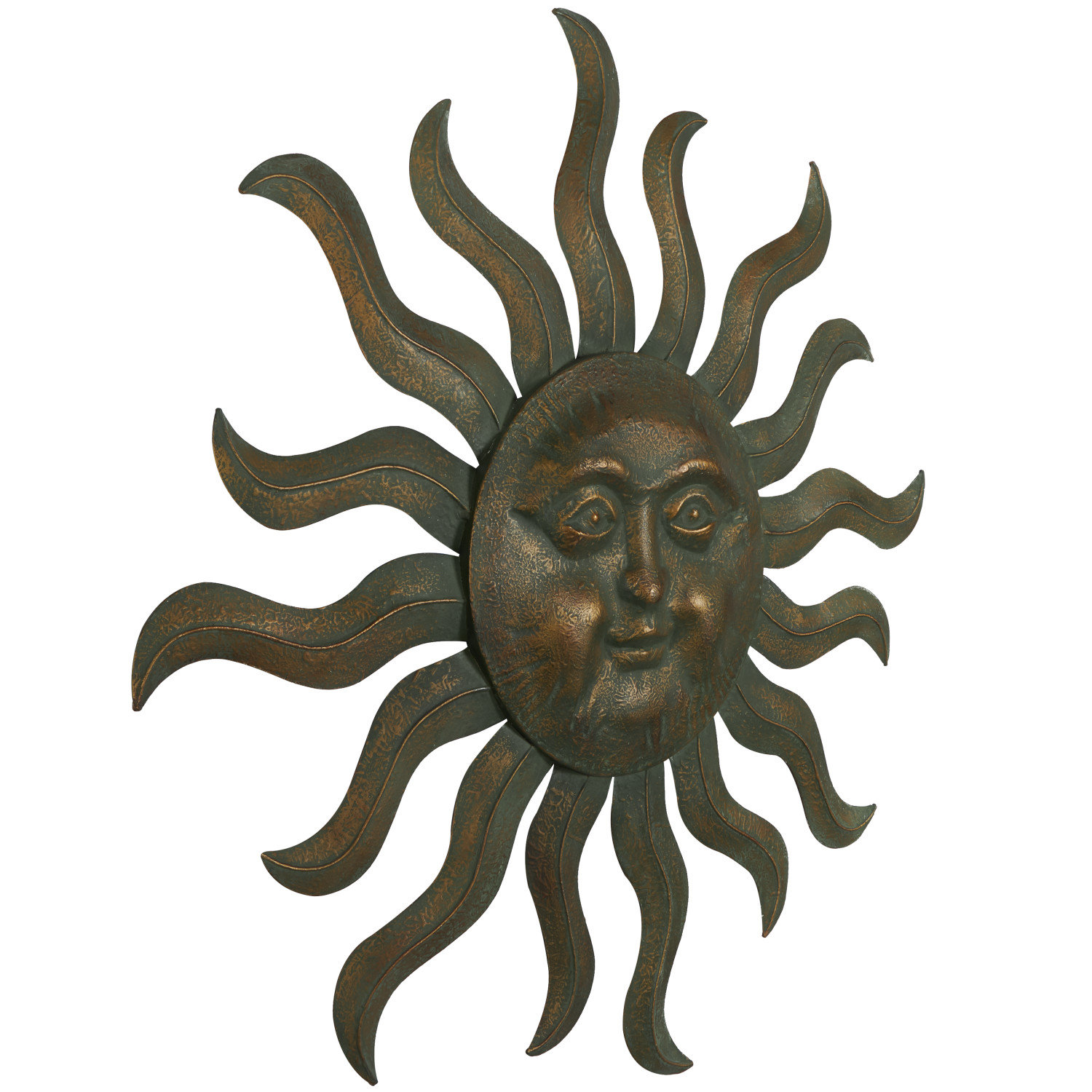 Trinx Cole and Gray Metal Sun with Smiling Face and Curved Rays ...