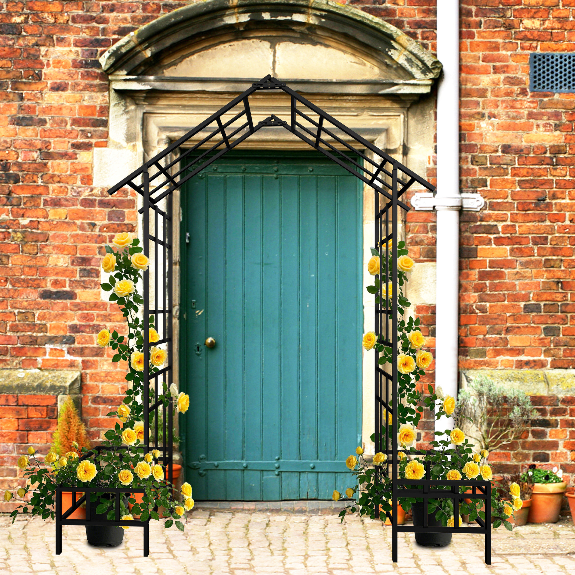 SHANRUGUOJI Metal Garden Arch With Adjustable Width Climbing Plants ...