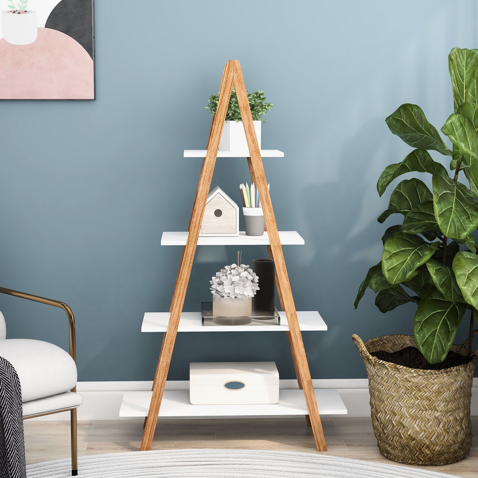 Wovilo Elegant 4 Wood Bookcase - Painted For Home & Office Decoration ...