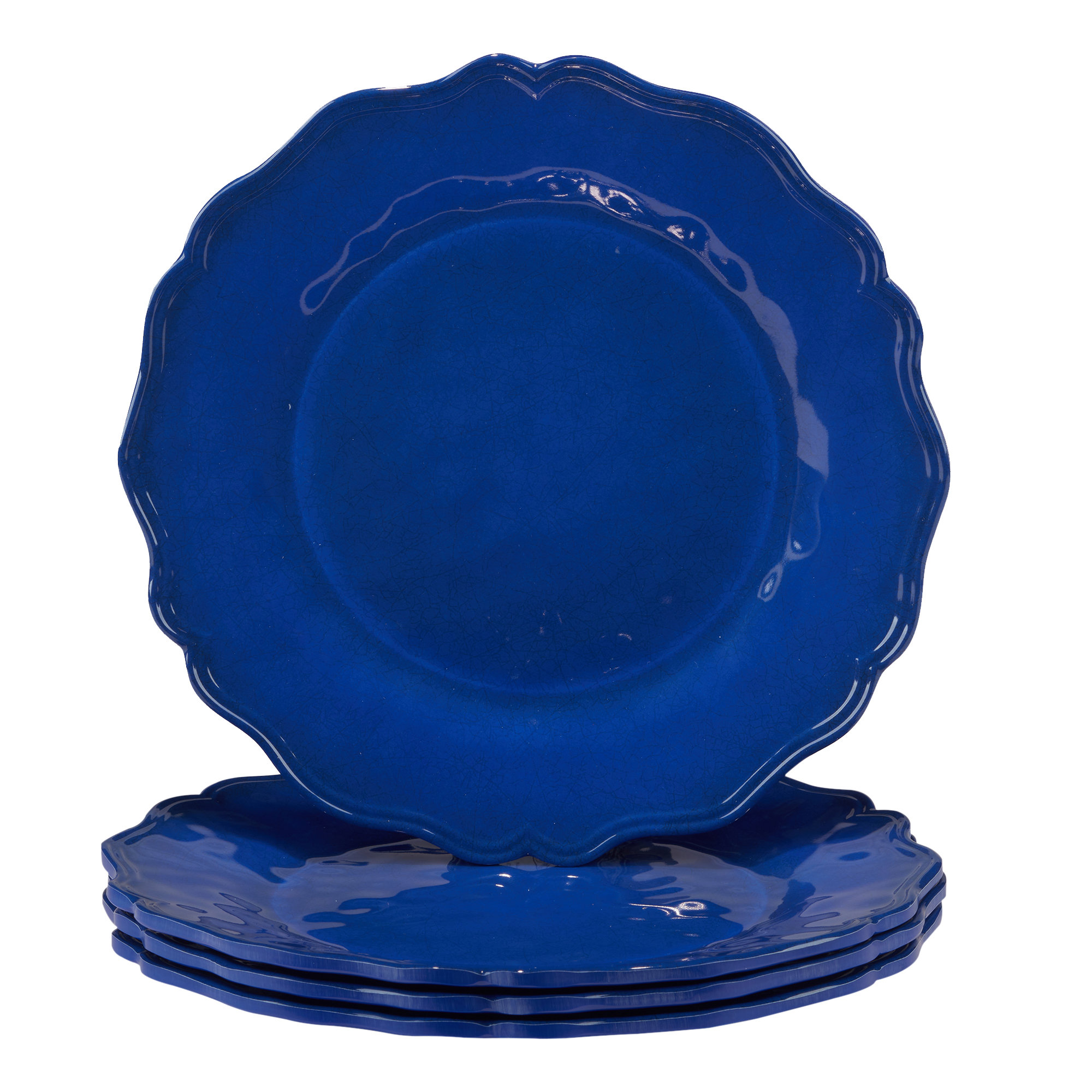 Certified International Blue Indigo Crackle Melamine Set of 4 Dinner ...