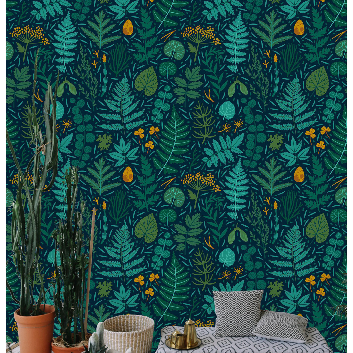 UniQstiQ Clover Leaves and Forest Plant Paintable Wall Mural | Wayfair