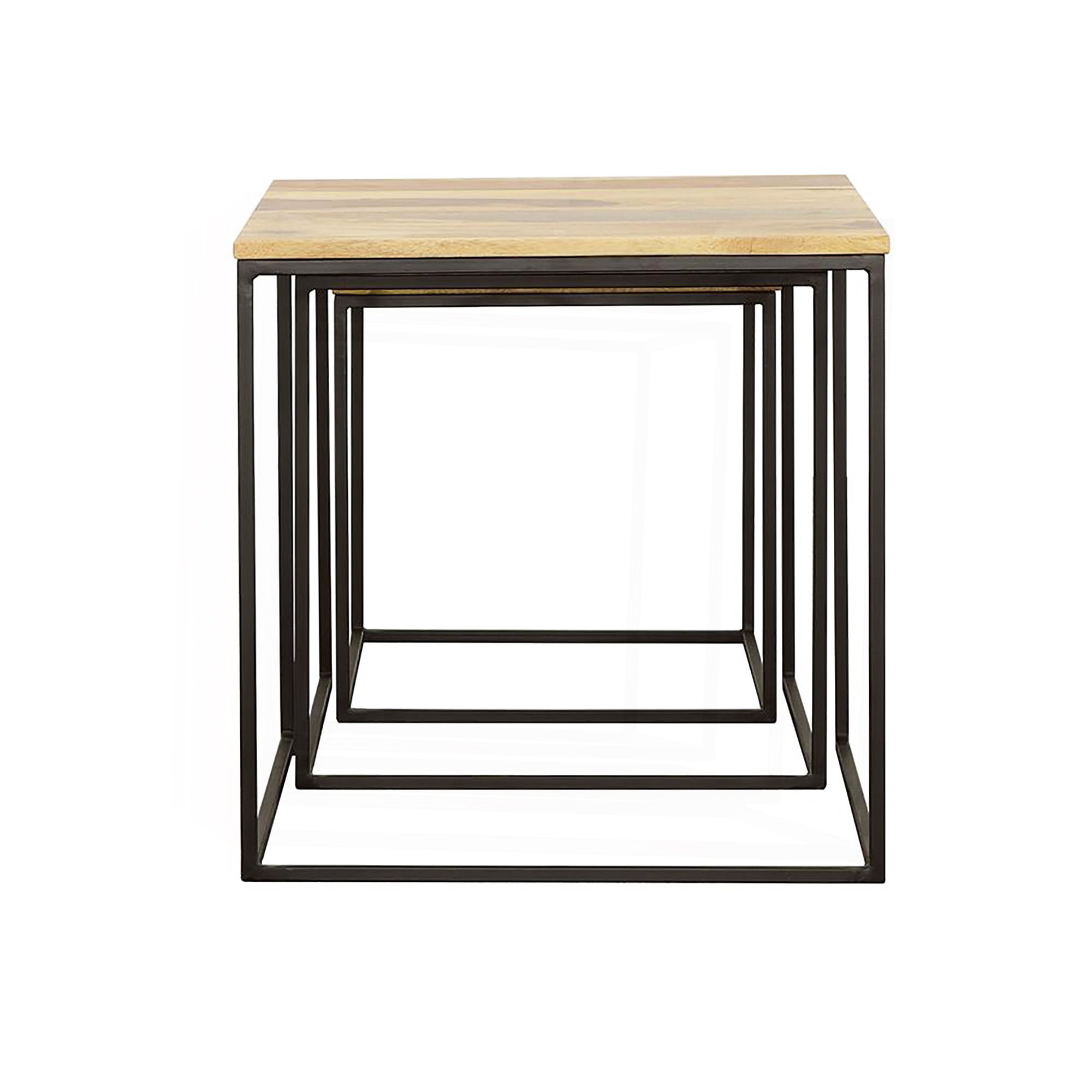 17 Stories Natural And Black 3-Piece Nesting Table_Coffee Table | Wayfair