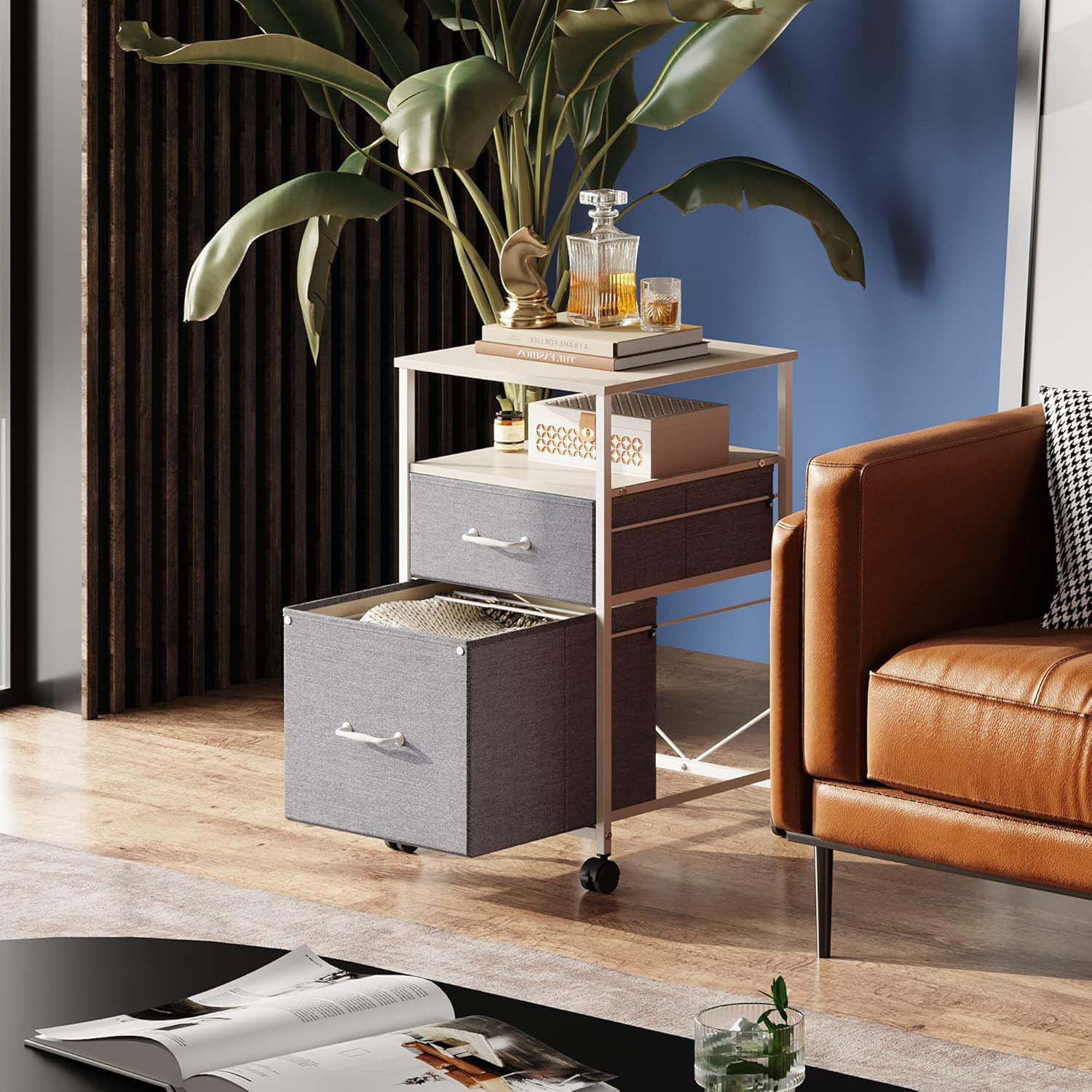 Ebern Designs 2 Drawer Mobile File Cabinet, Rolling Printer Stand With ...