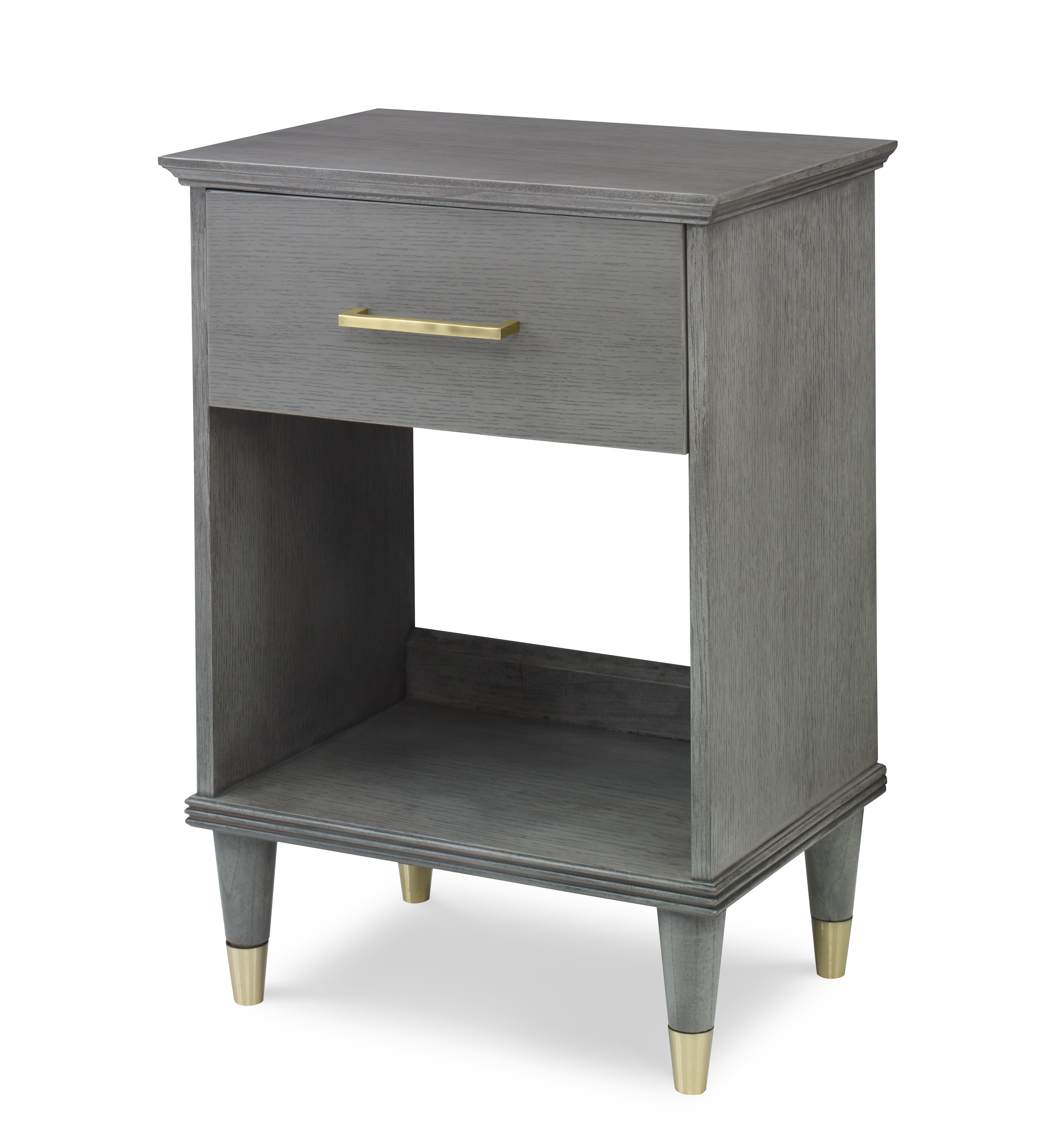 Ambella Braydon 1 - Drawer Solid Wood Nightstand in Ash Gray | Perigold