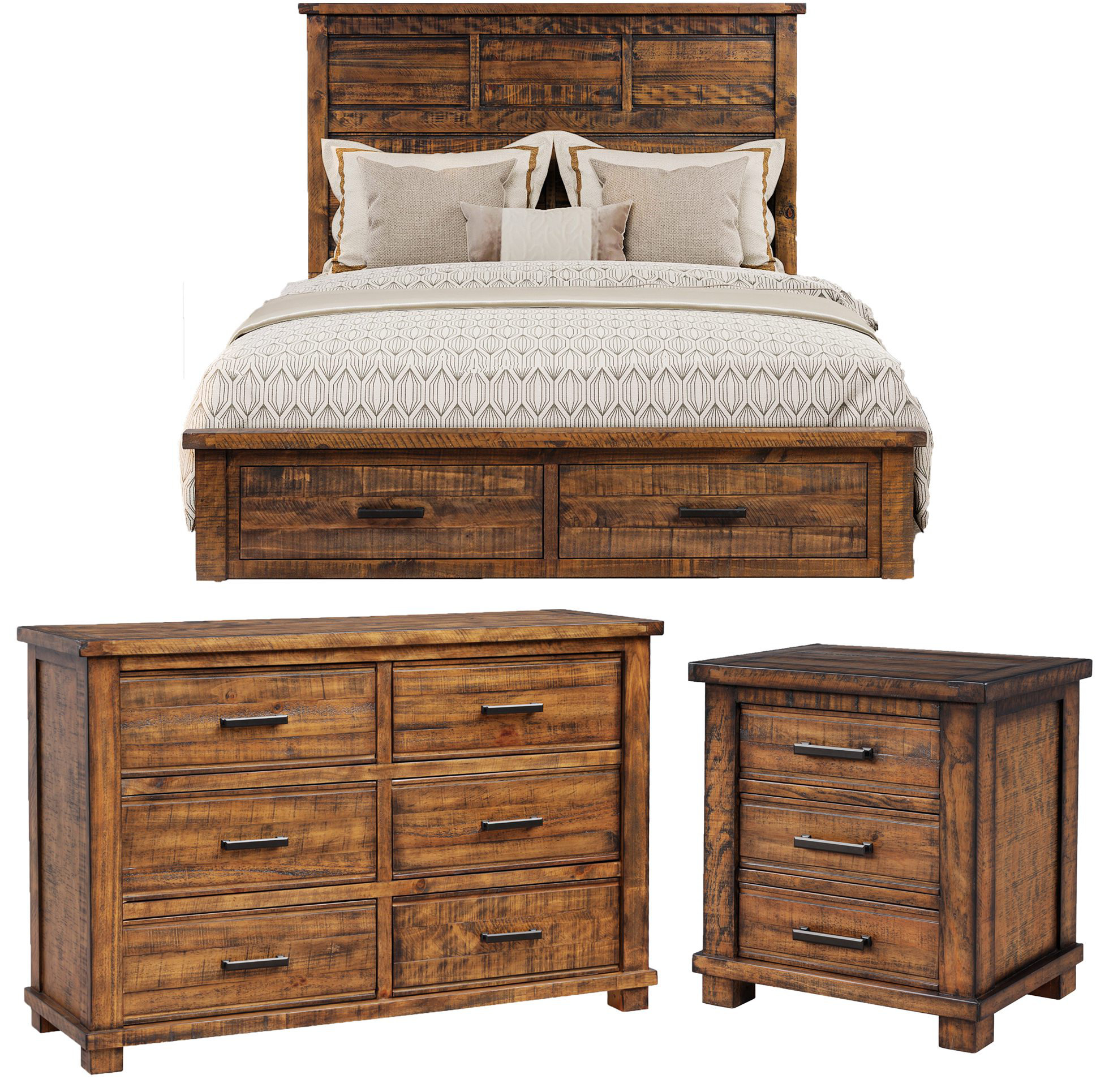 Millwood Pines Rustic Reclaimed Solid Wood Framhouse 3 Pieces Storage ...