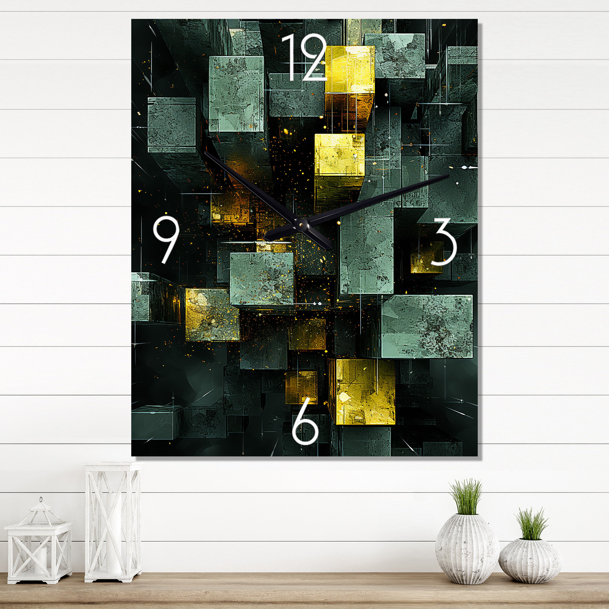 Design Art Emerald Reflections Abstract Cubist II - Abstract Painting ...