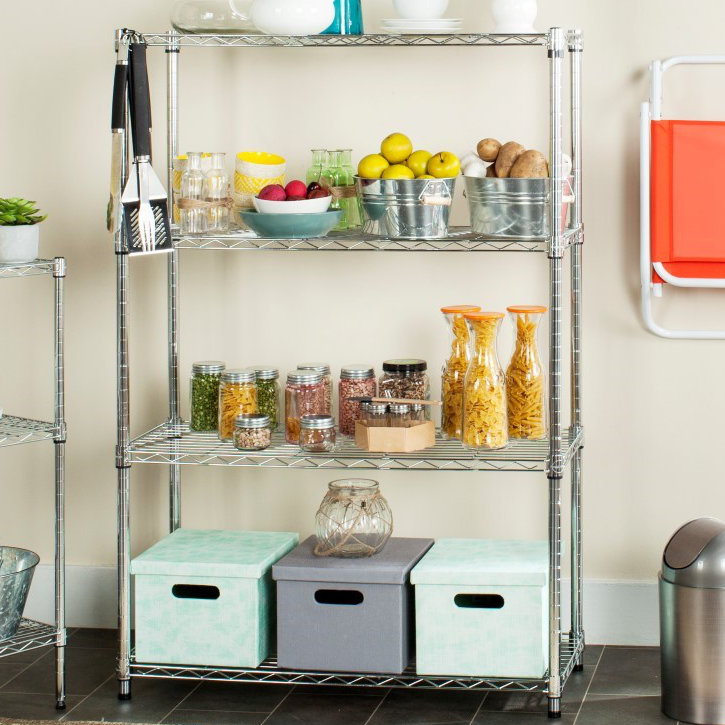 Rebrilliant 53.6" H x 35.7" W x 14" D Bravo Wire 4 Shelves Shelving ...