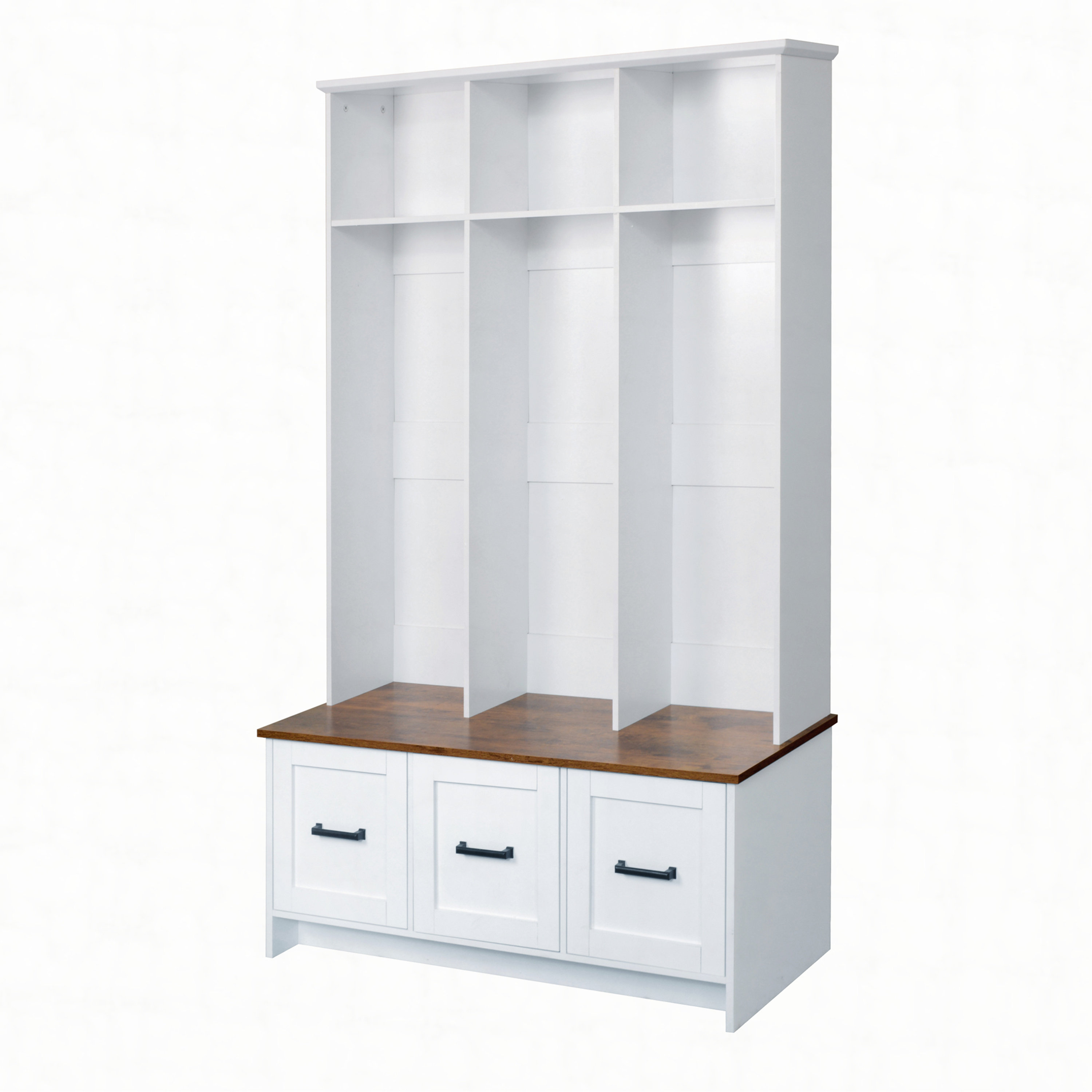 Mercer41 Modern Hall Tree with Entryway Bench, 3 Shelves and Drawers ...