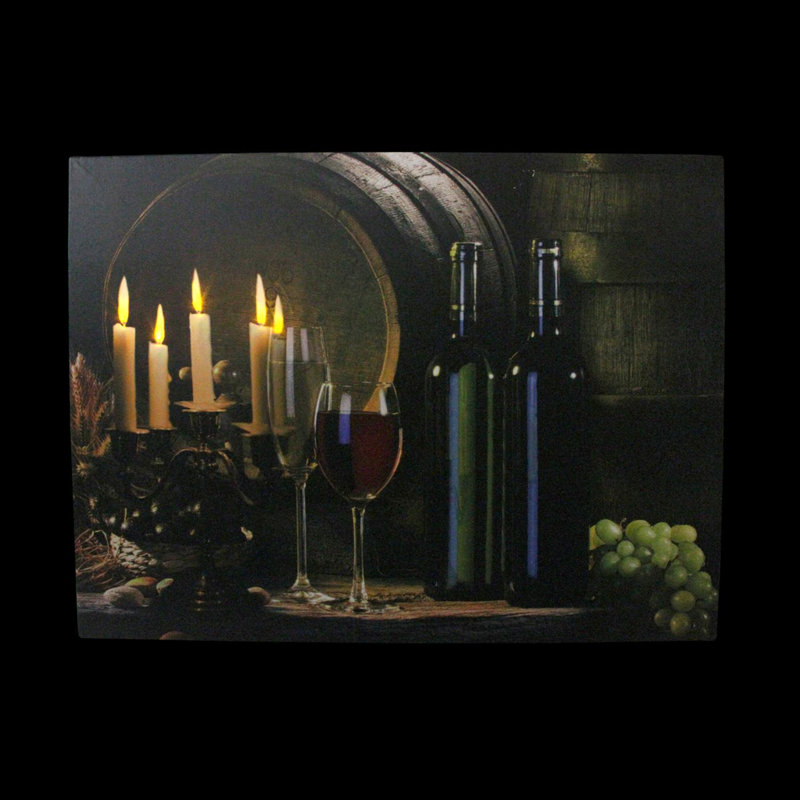 Northlight Seasonal 15.75" LED Lighted Flickering Wine and Candles ...