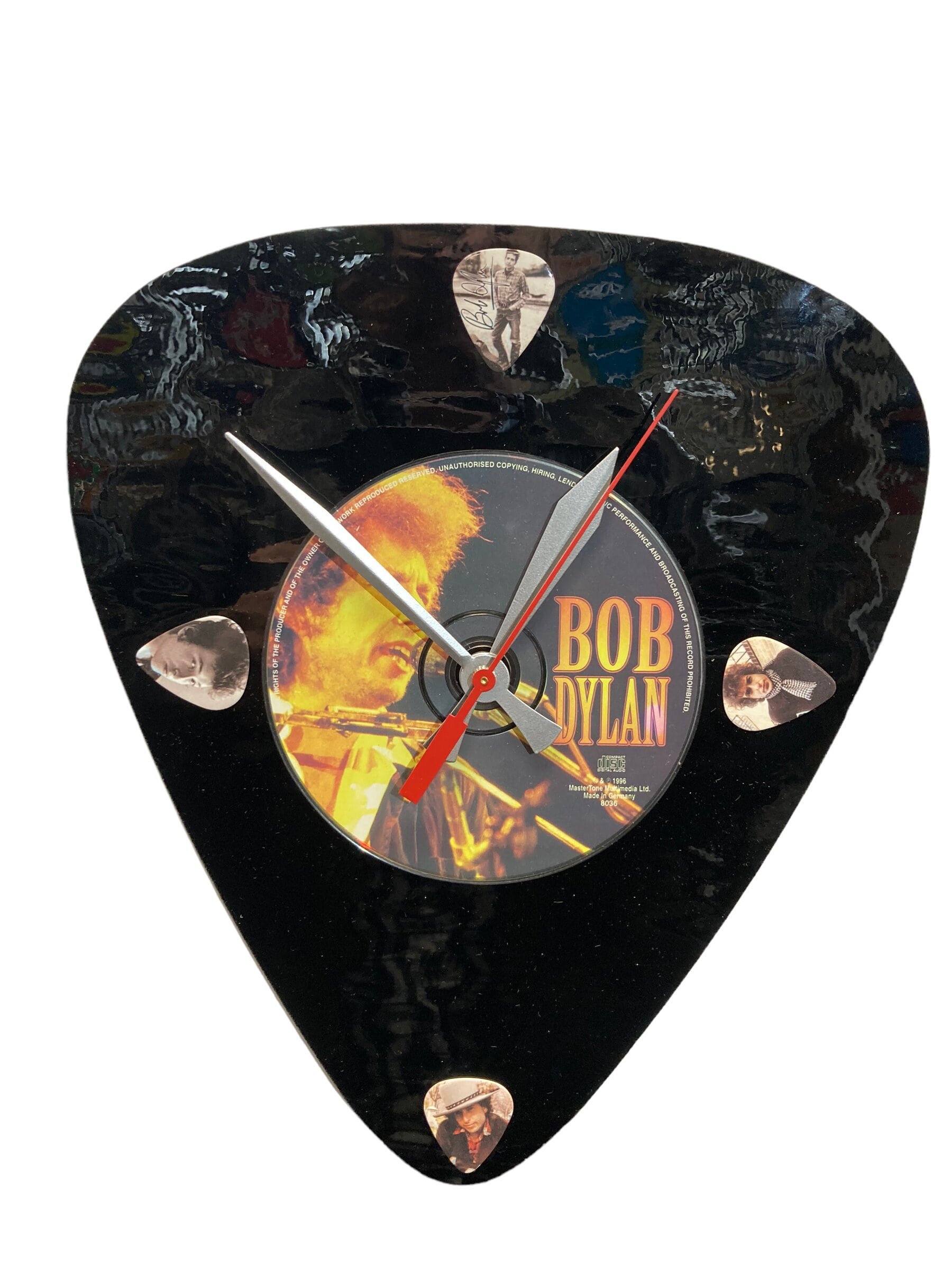 Rocking The Clock Bob Dylan Art Glass Guitar Pick wall Clock - Wayfair ...
