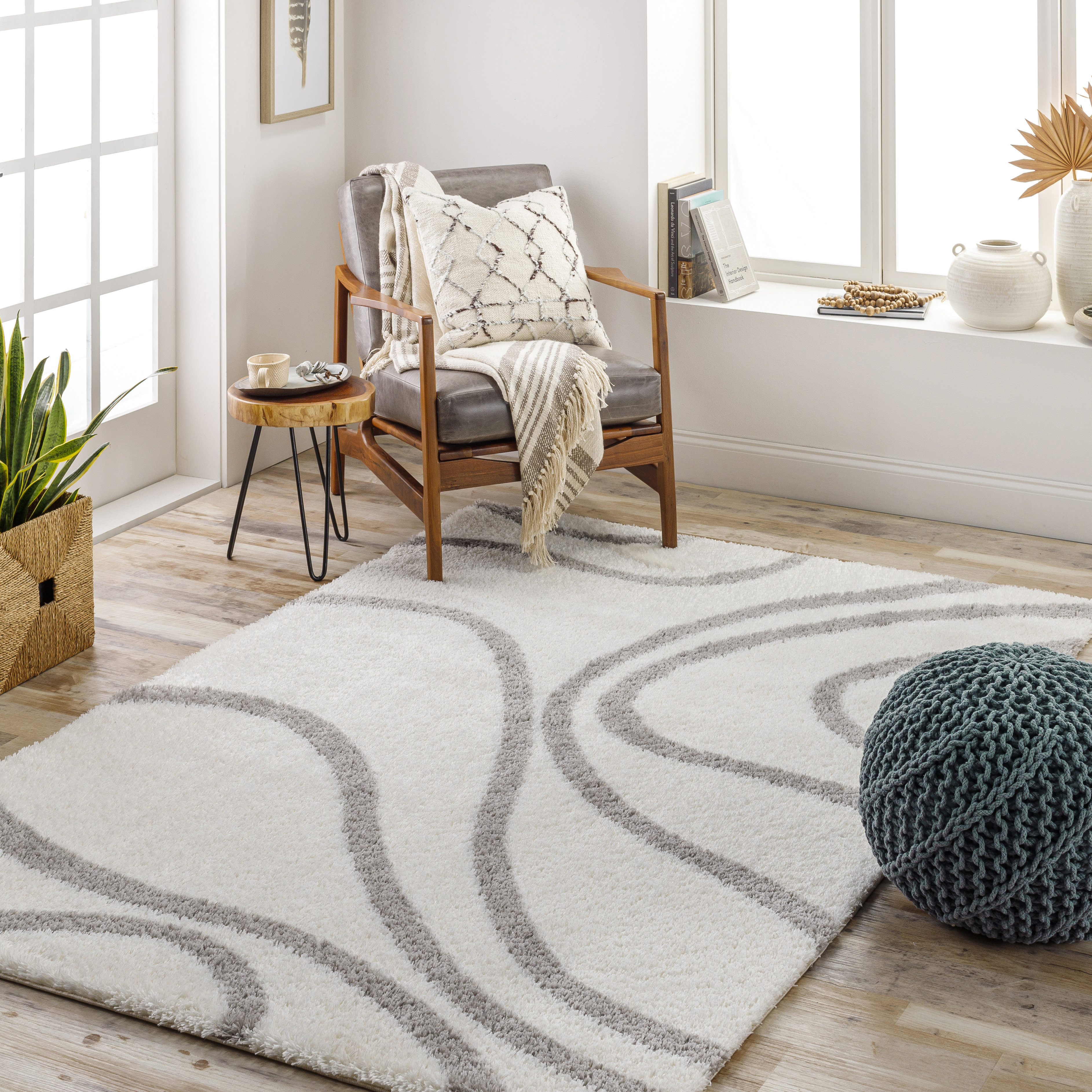 Wade Logan® Autherine Abstract Machine Woven Area Rug in Ivory/Brown ...