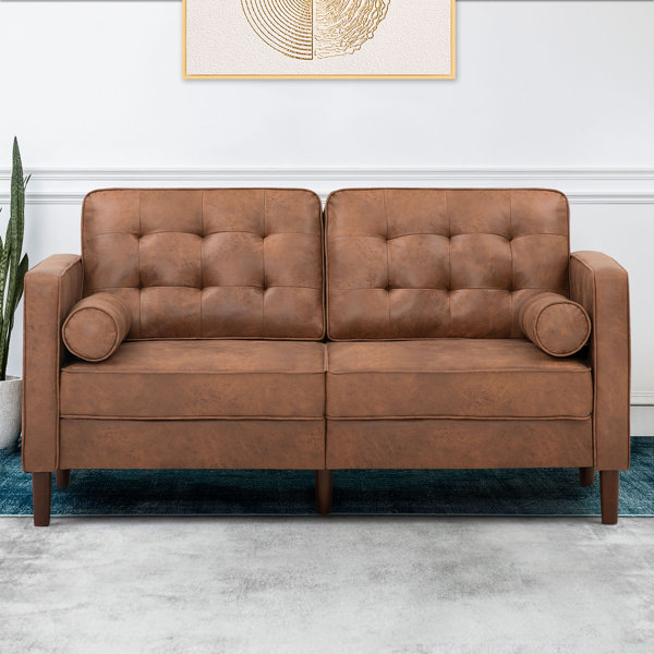George Oliver Elverna 66'' Vegan Leather Sofa | Wayfair
