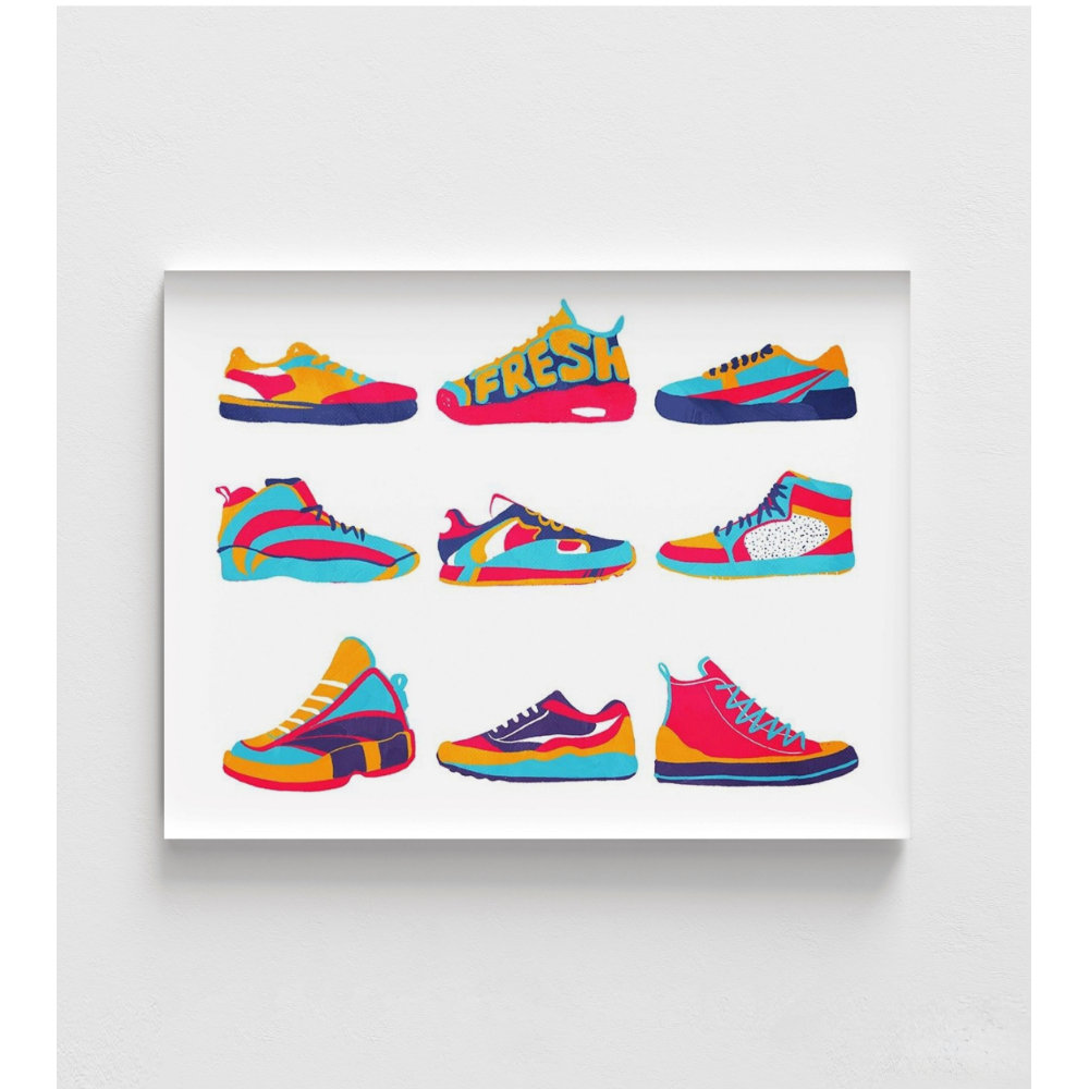 WeFrameArt Colourful Shoe Pattern Poster, Vintage Shoe Poster Print ...