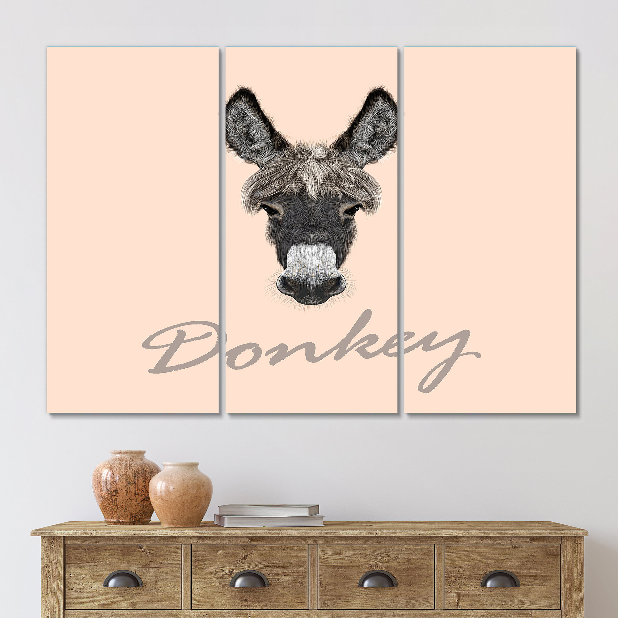 East Urban Home Farm Donkey Portrait - Traditional Canvas Wall Art ...
