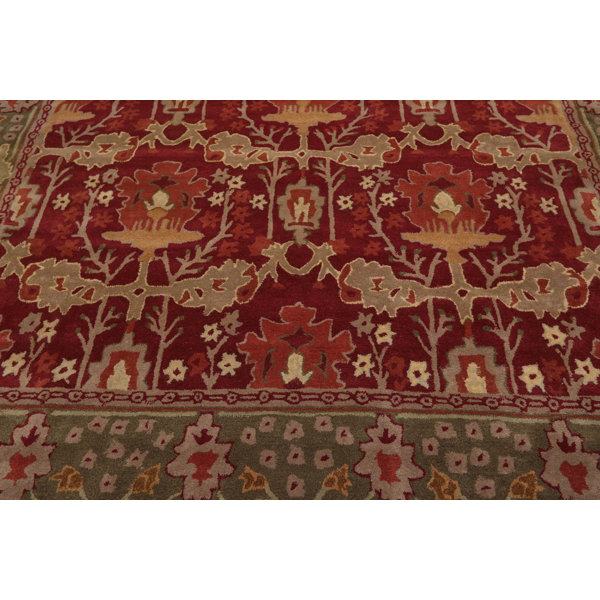 Oriental Rug of Houston Handmade Tufted Wool Red/Green Area Rug ...