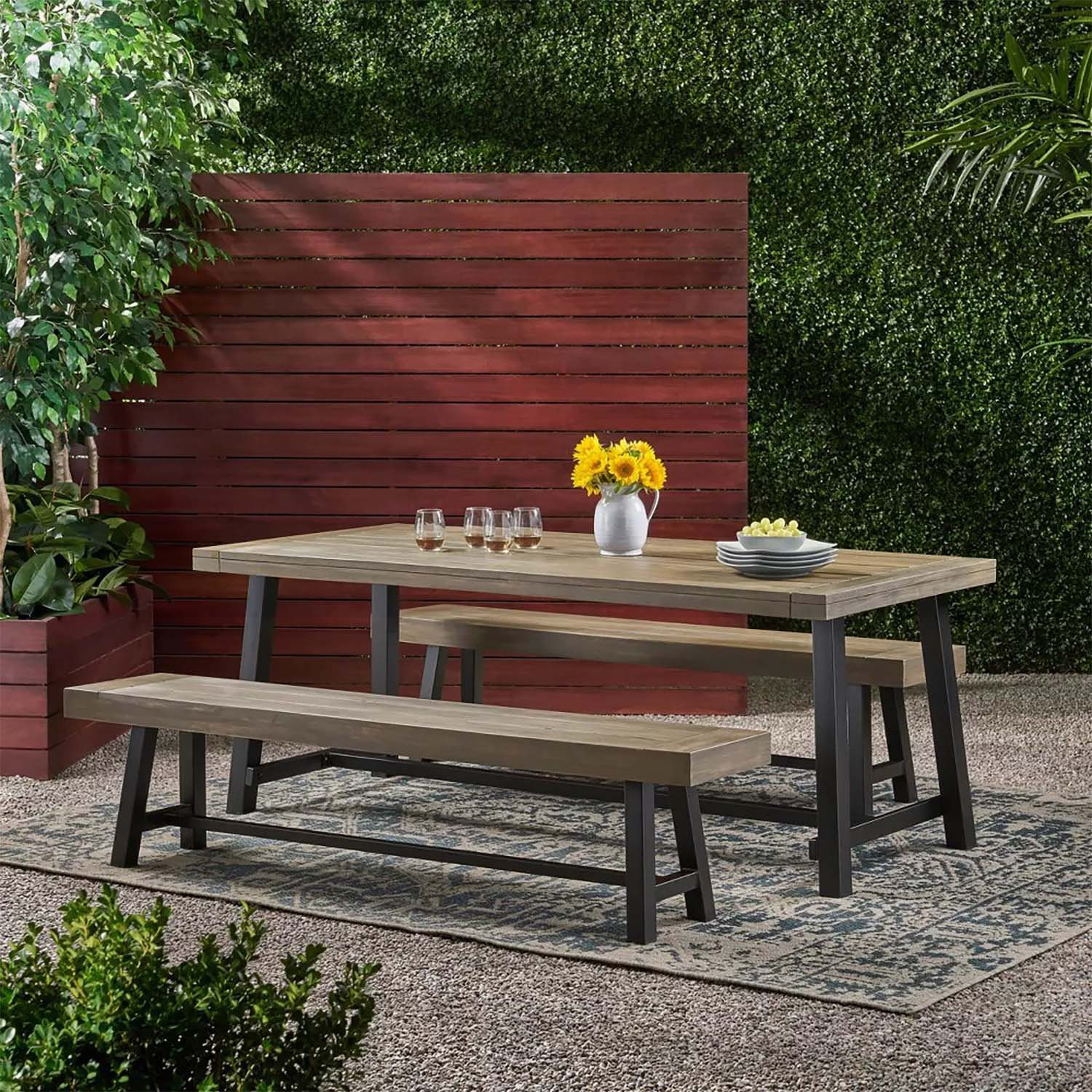 17 Stories Outstanding Outdoor Picnic Dining Set with Rustic and Modern ...
