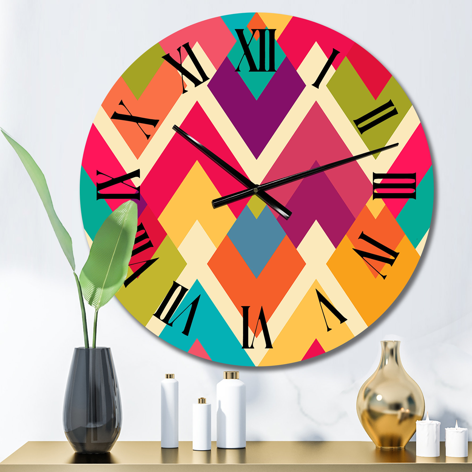 East Urban Home Rhombus Geometrics In Retro Colors I - Patterned wall ...